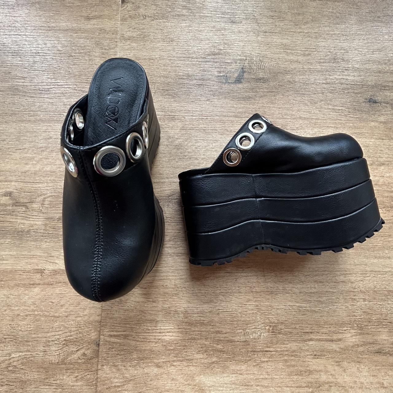 platform clogs with metal accessory - Depop