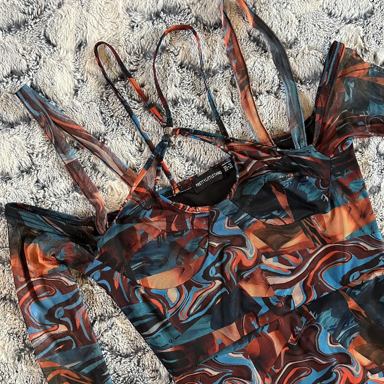 pretty little thing Blue Marble Print Mesh Ring... | Depop