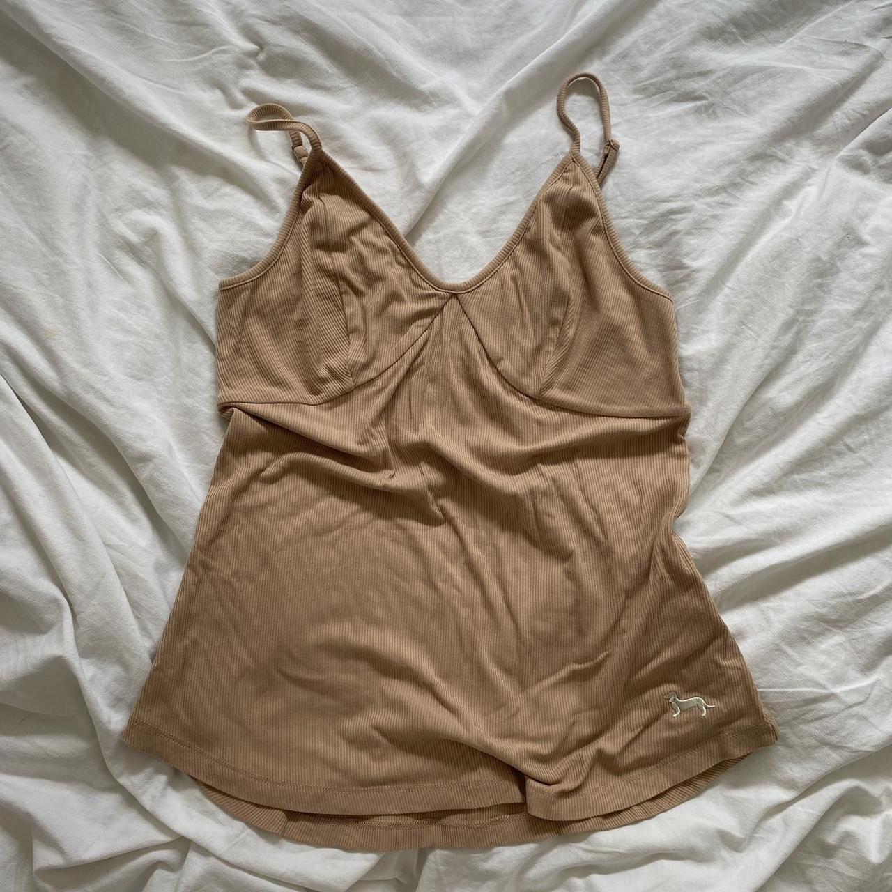 Peter Alexander brown/nude ribbed cami size L... - Depop