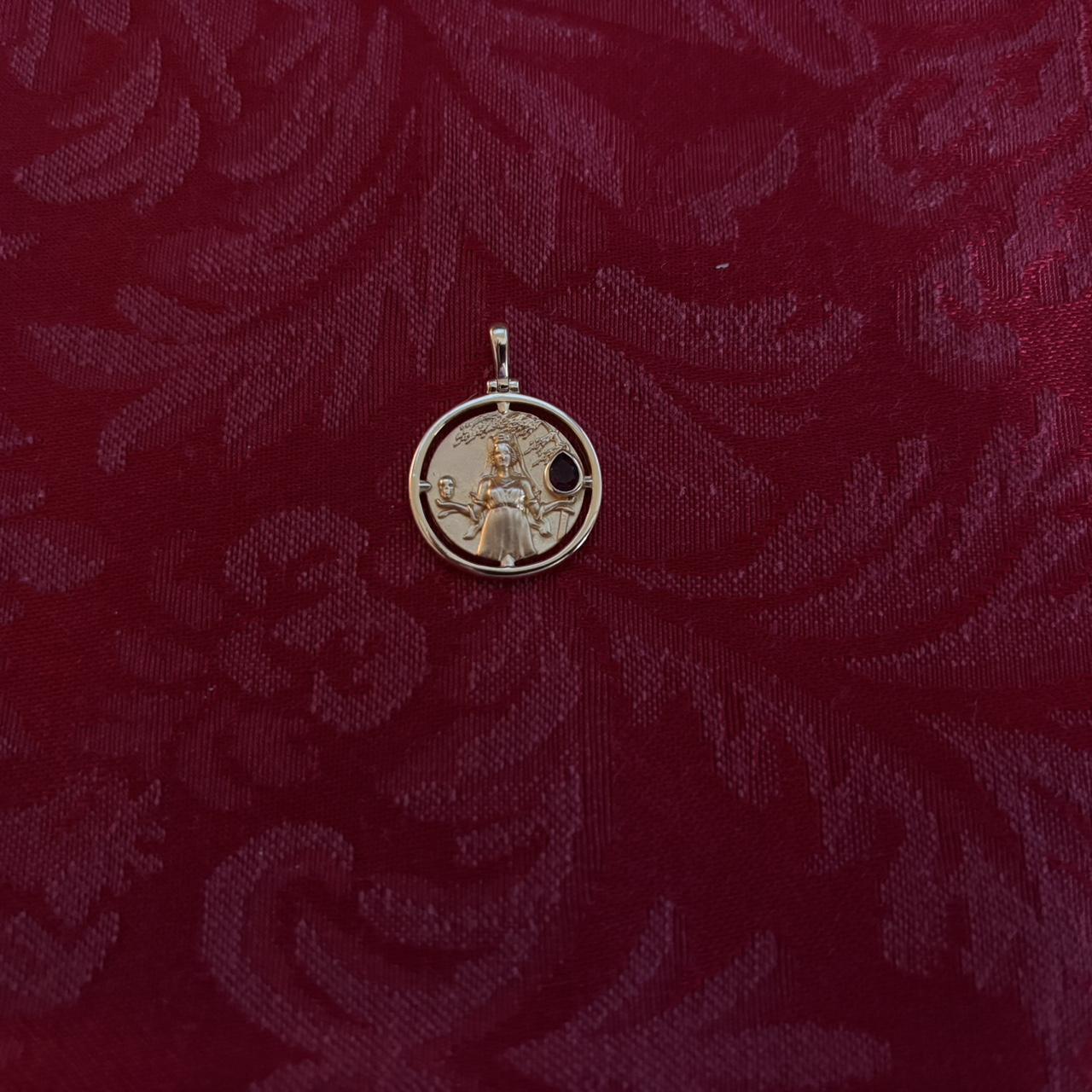 14k gold Persephone pendant only with genuine garnet... | Depop