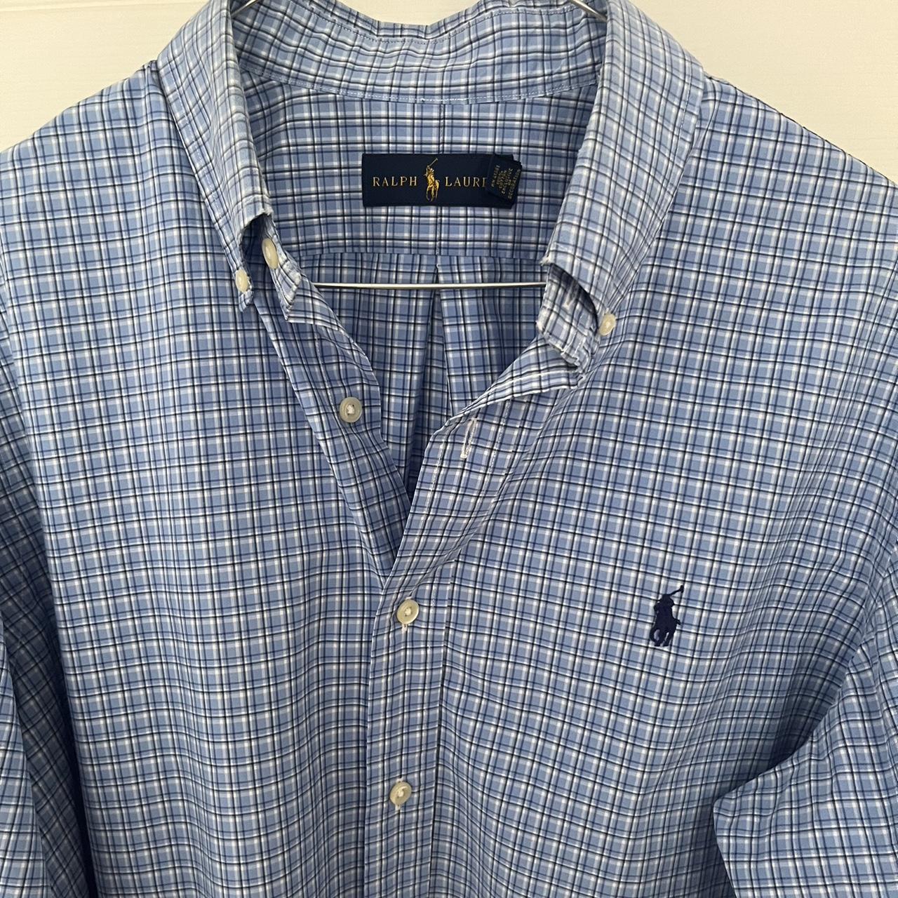Blue check Ralph Lauren shirt - size L - Perf condition - Depop