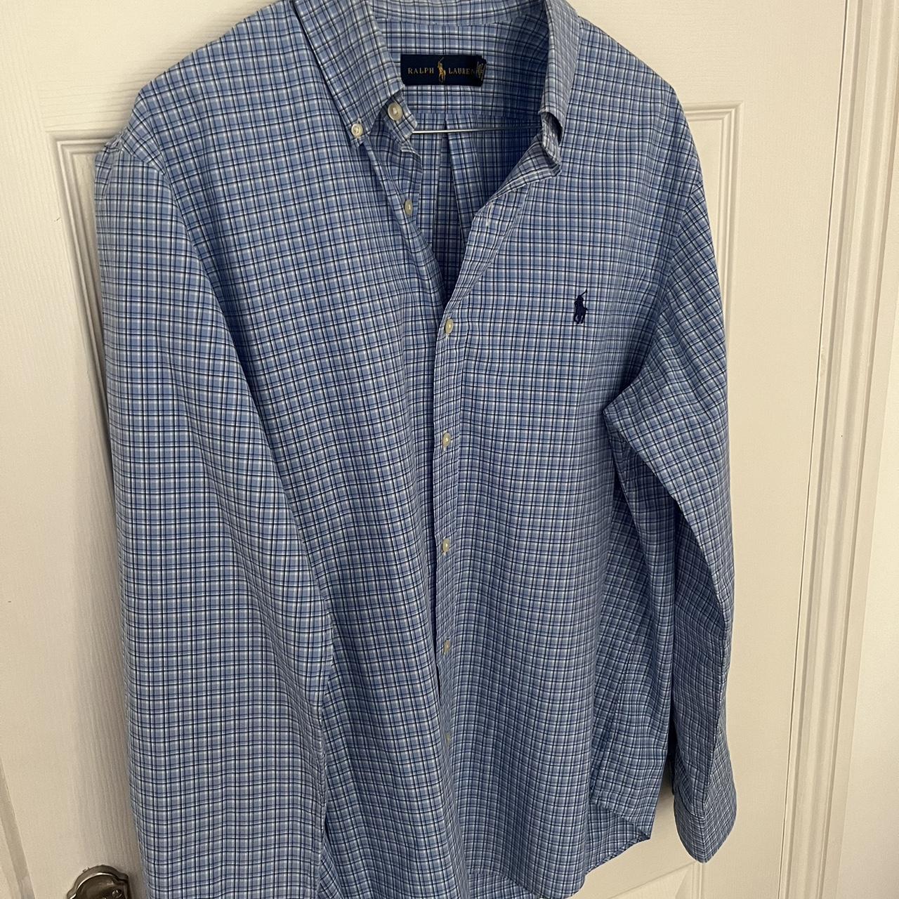 Blue check Ralph Lauren shirt - size L - Perf condition - Depop