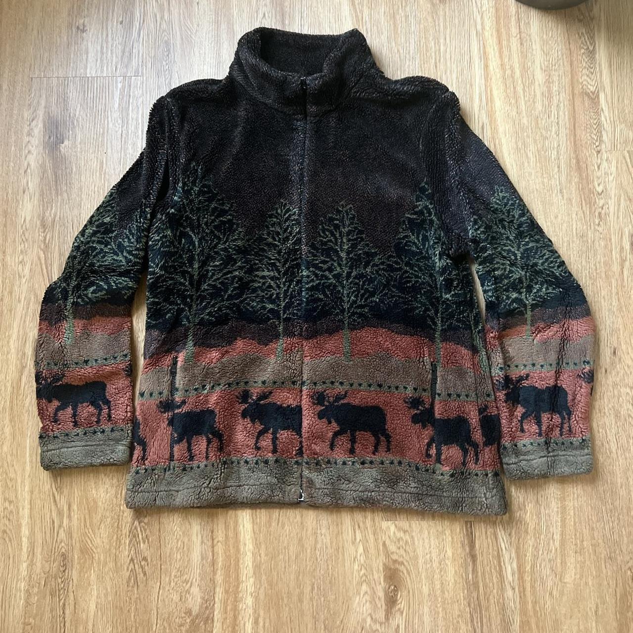 Vintage moose fleece jacket Good condition Soft - Depop