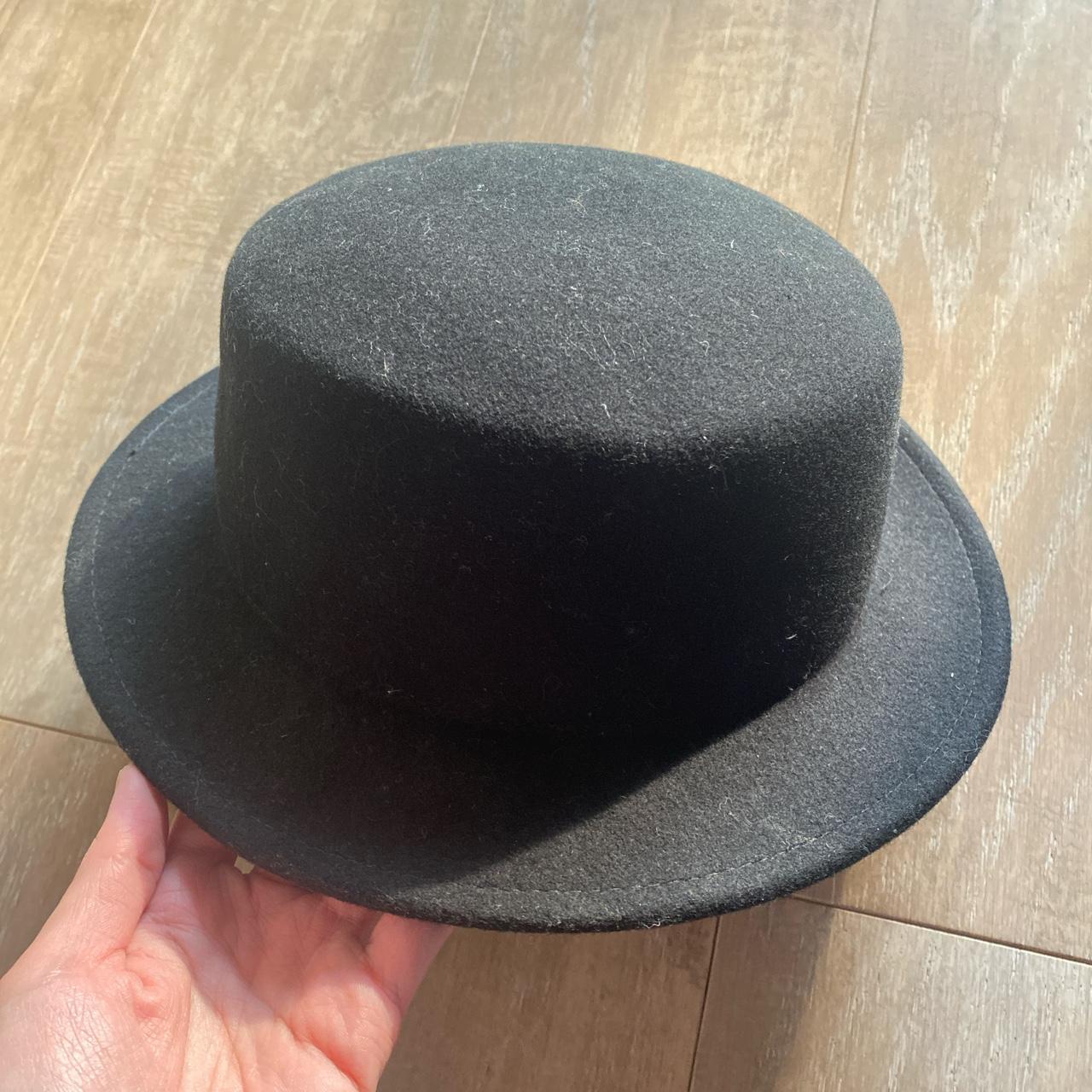 Women black flat rim hat. 100% wool. Worn once.... - Depop