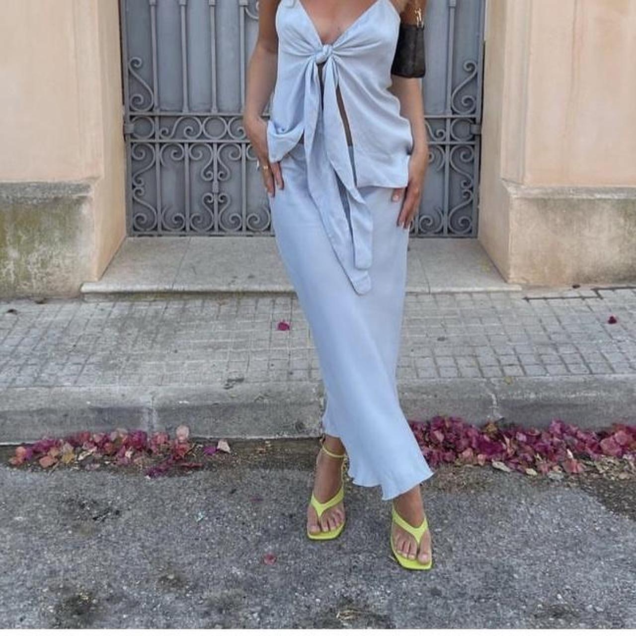 Djerf Avenue Blue Tie Top 🤍 Super soft material... - Depop