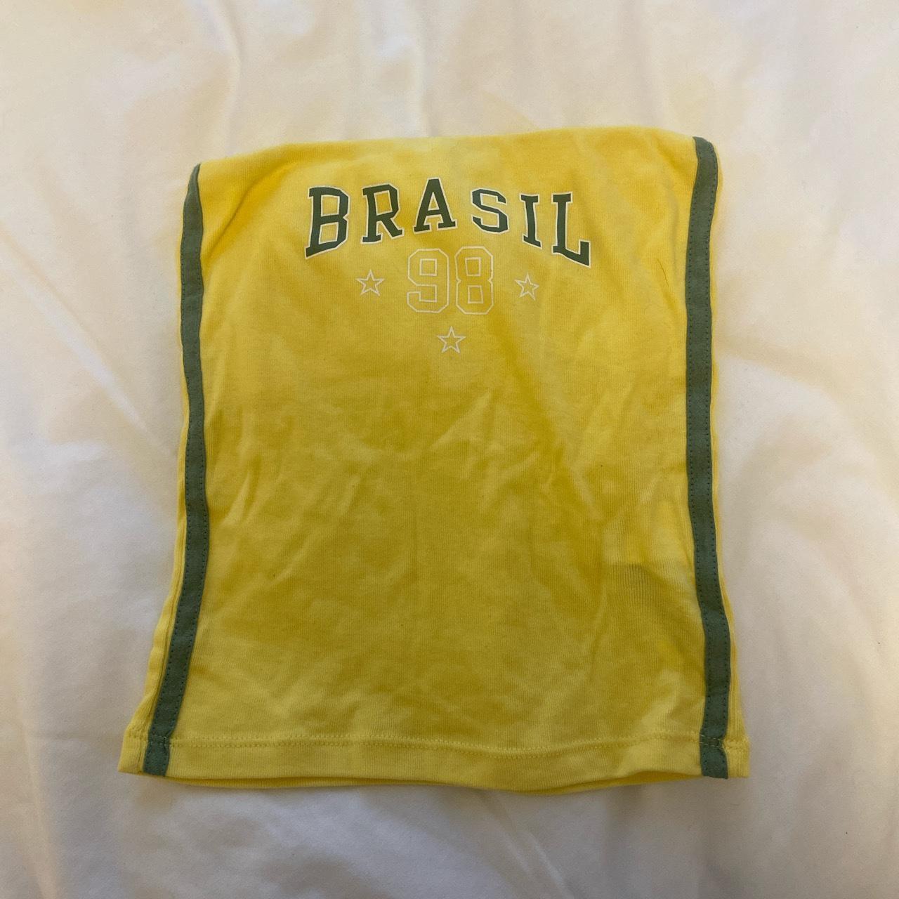 Brasil yellow and green tube top from subdued Size... - Depop