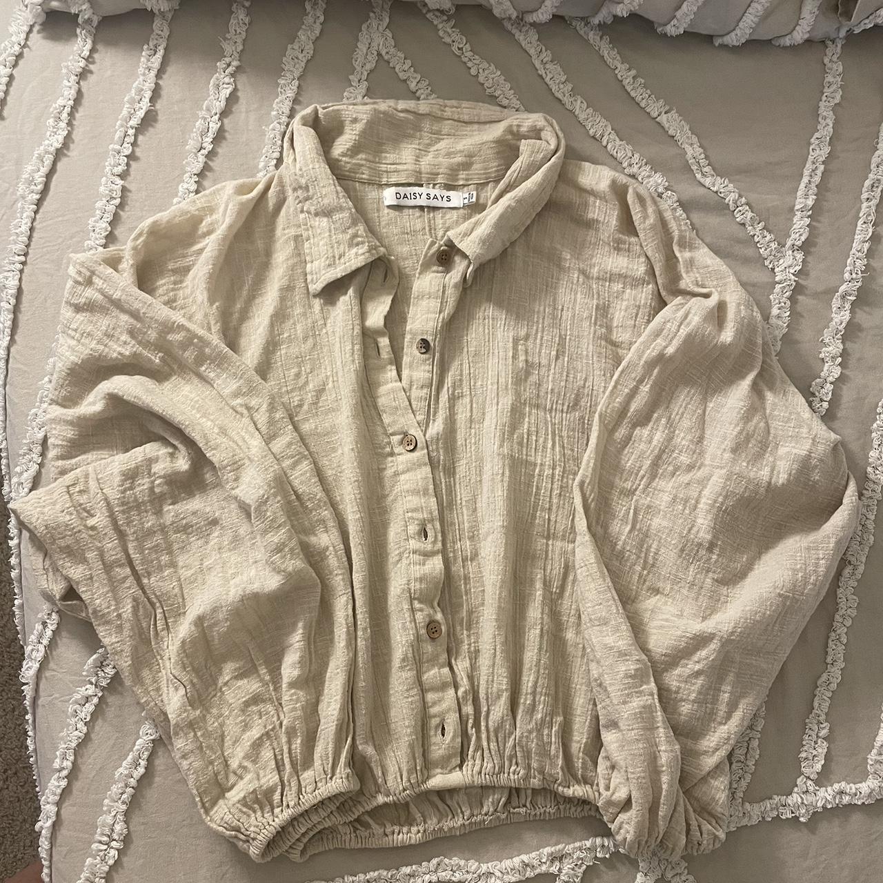 Beige button up - Depop