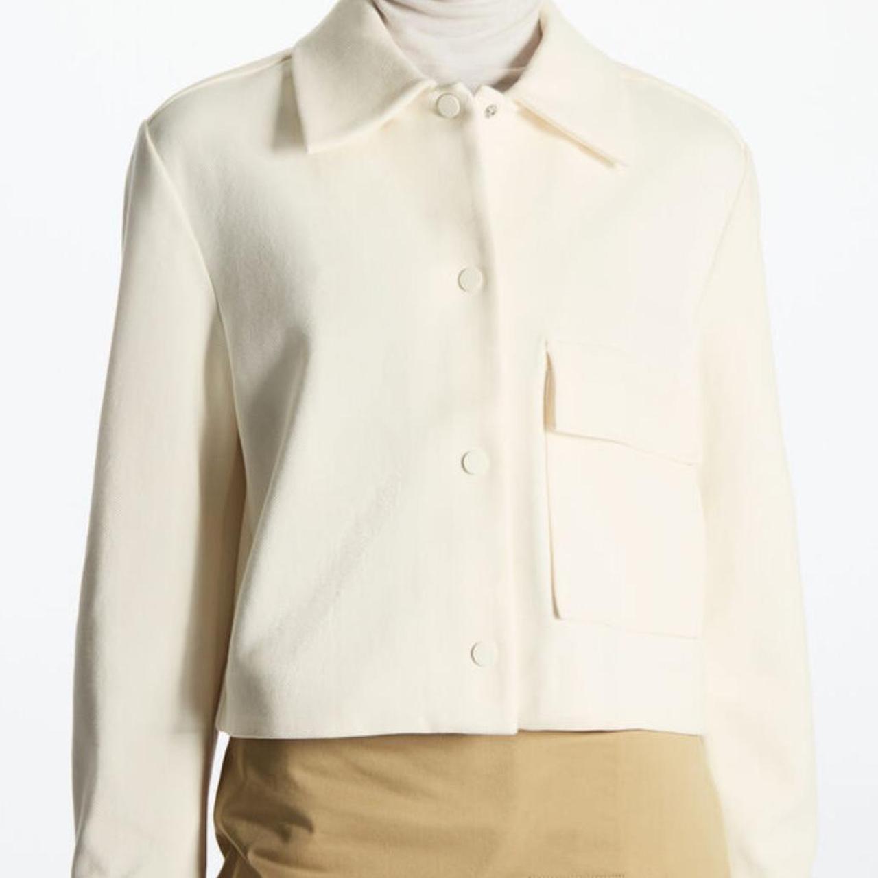 COS cropped twill jacket in cream. Utility style.... - Depop