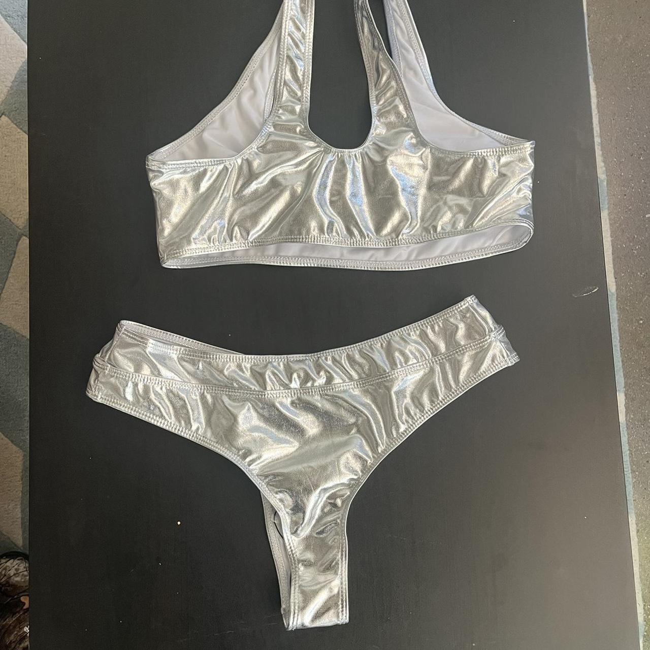 Metallic silver bikini! 🪩🪩🪩 never worn, still has... - Depop