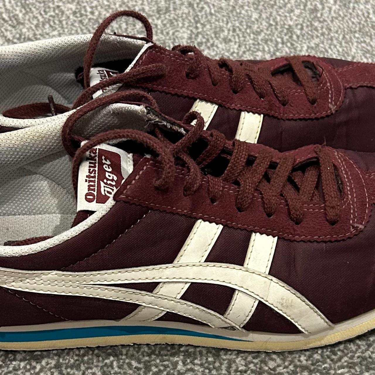 Onitsuka Tiger red and white shoes, a little worn.... | Depop