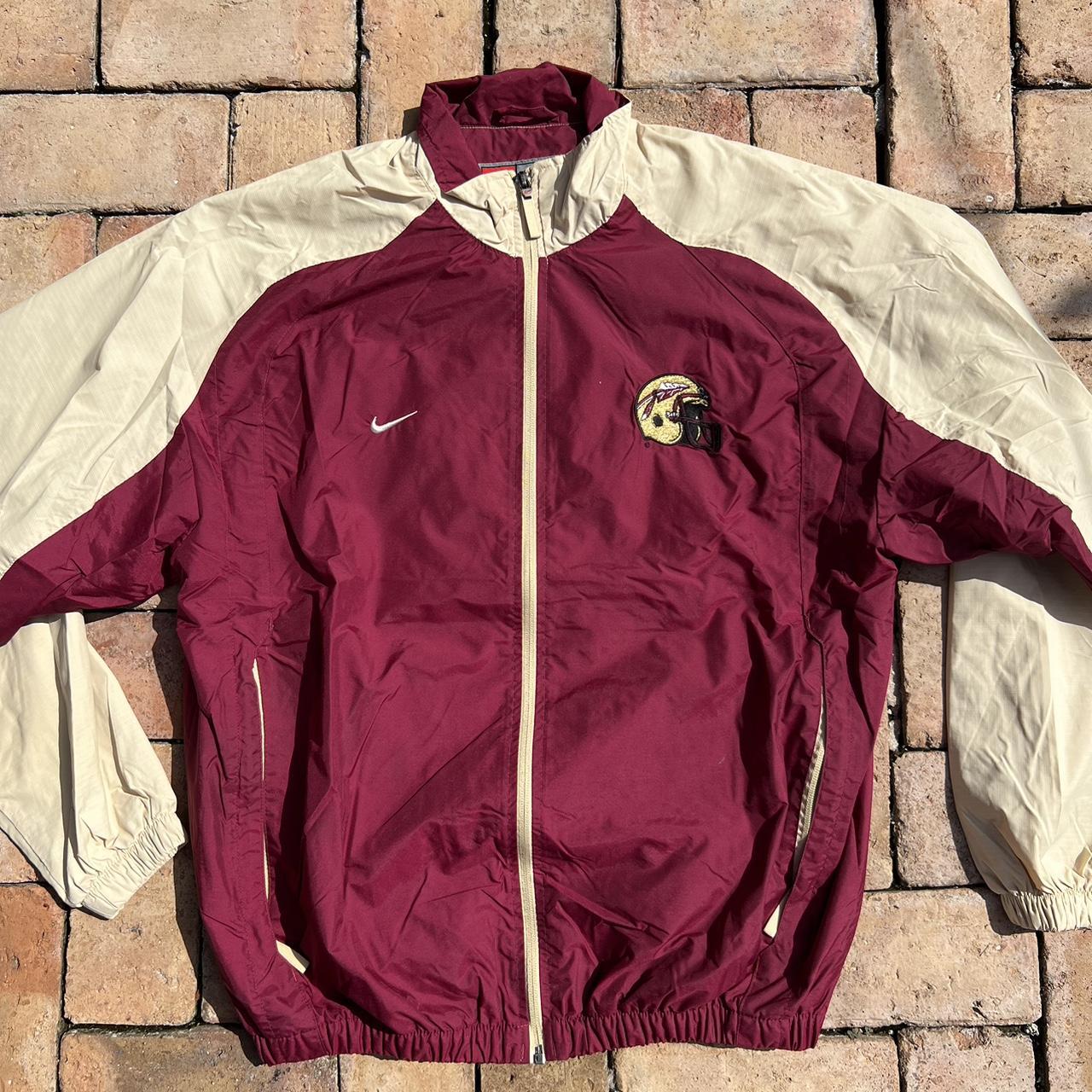 Vintage Nike FSU Jacket - Red/Gold Size Small/ No... - Depop