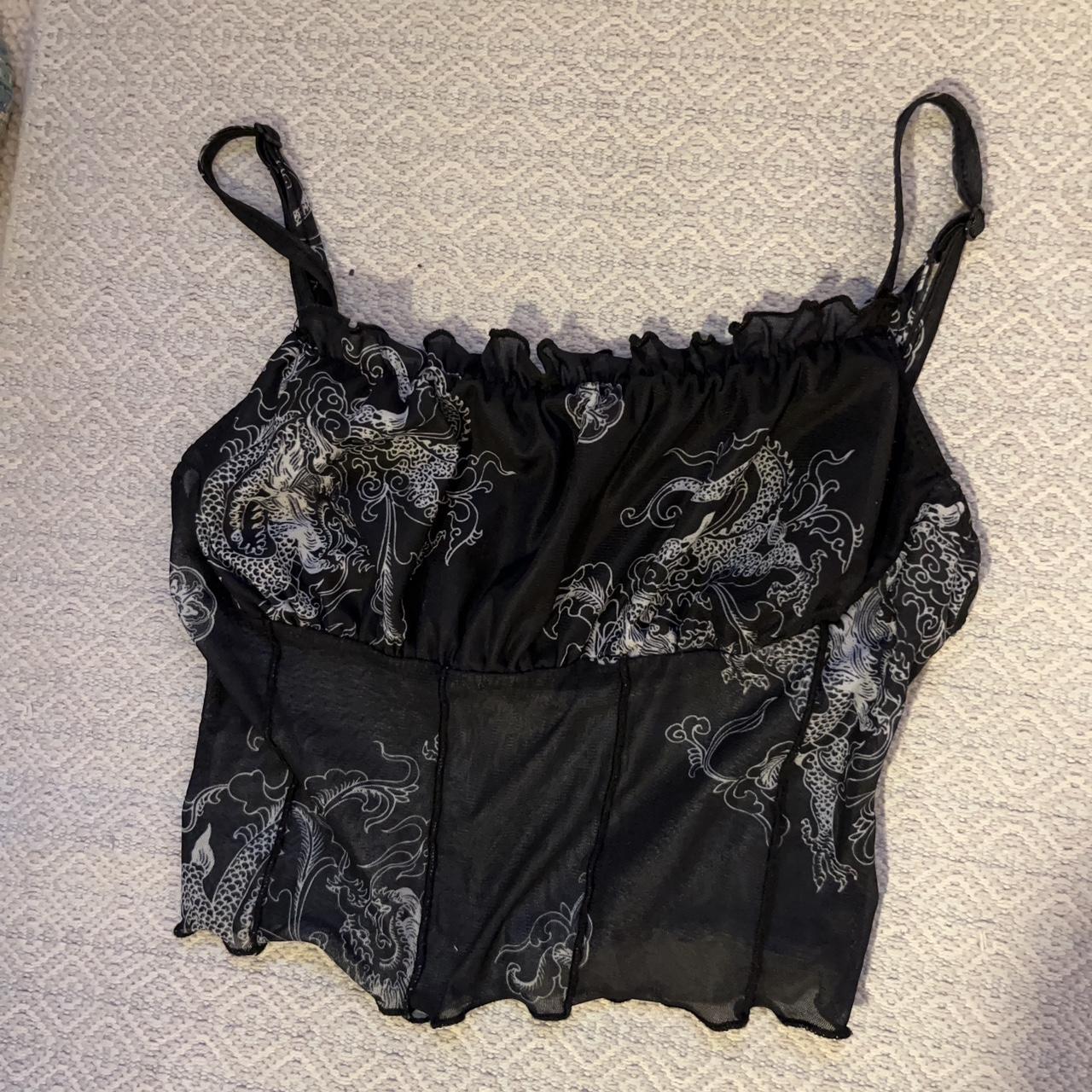 This lovely dragon mesh top. So pretty and perfect... - Depop