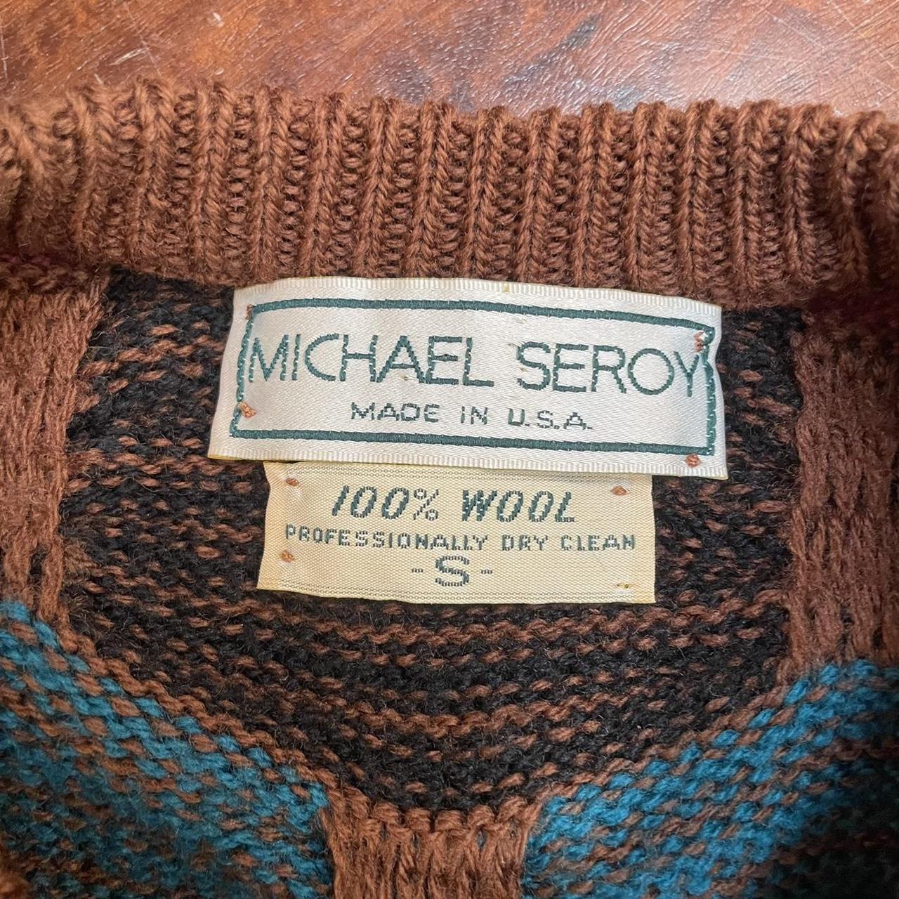Vintage Michael Seroy retro wool sweater Size... - Depop