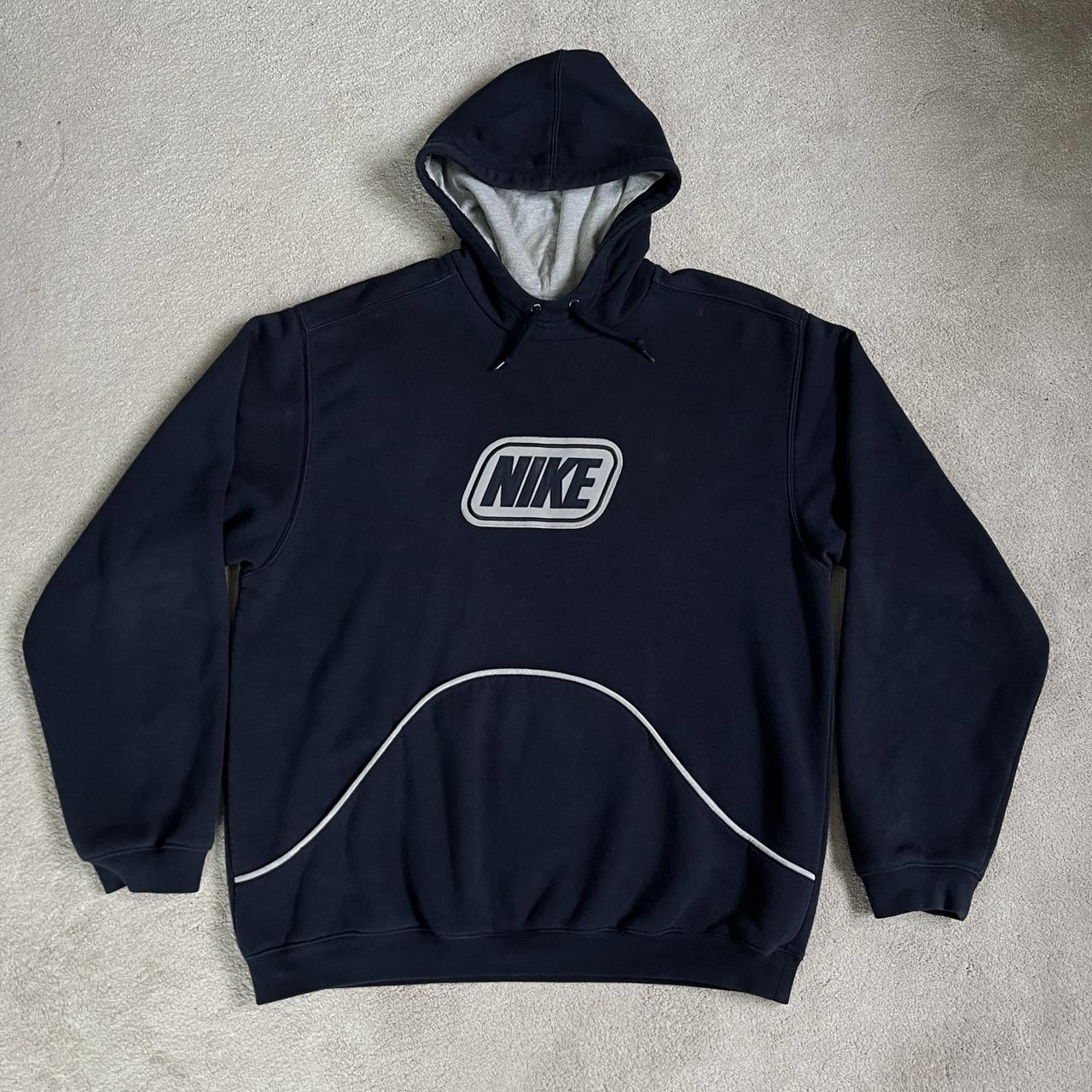 Nike Embroidered Vintage 90s Retro Spell-Out Hoodie... - Depop
