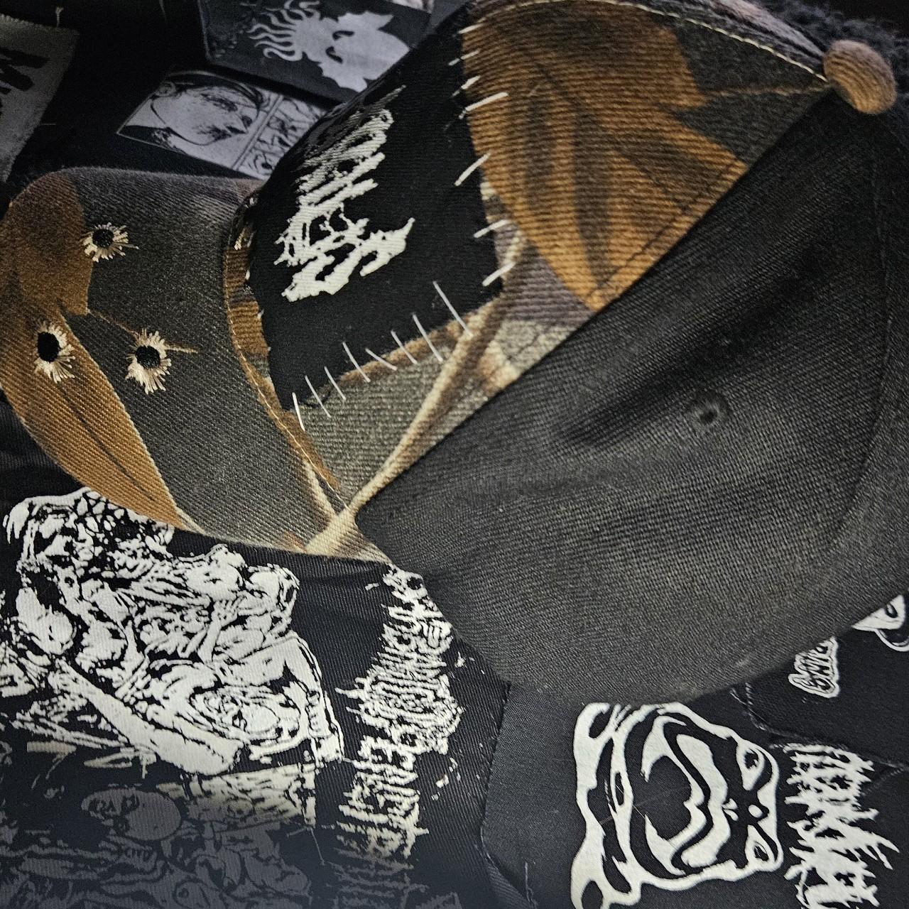 custom punk crust sewn Camo hat hand sewn ADJUSTABLE... - Depop