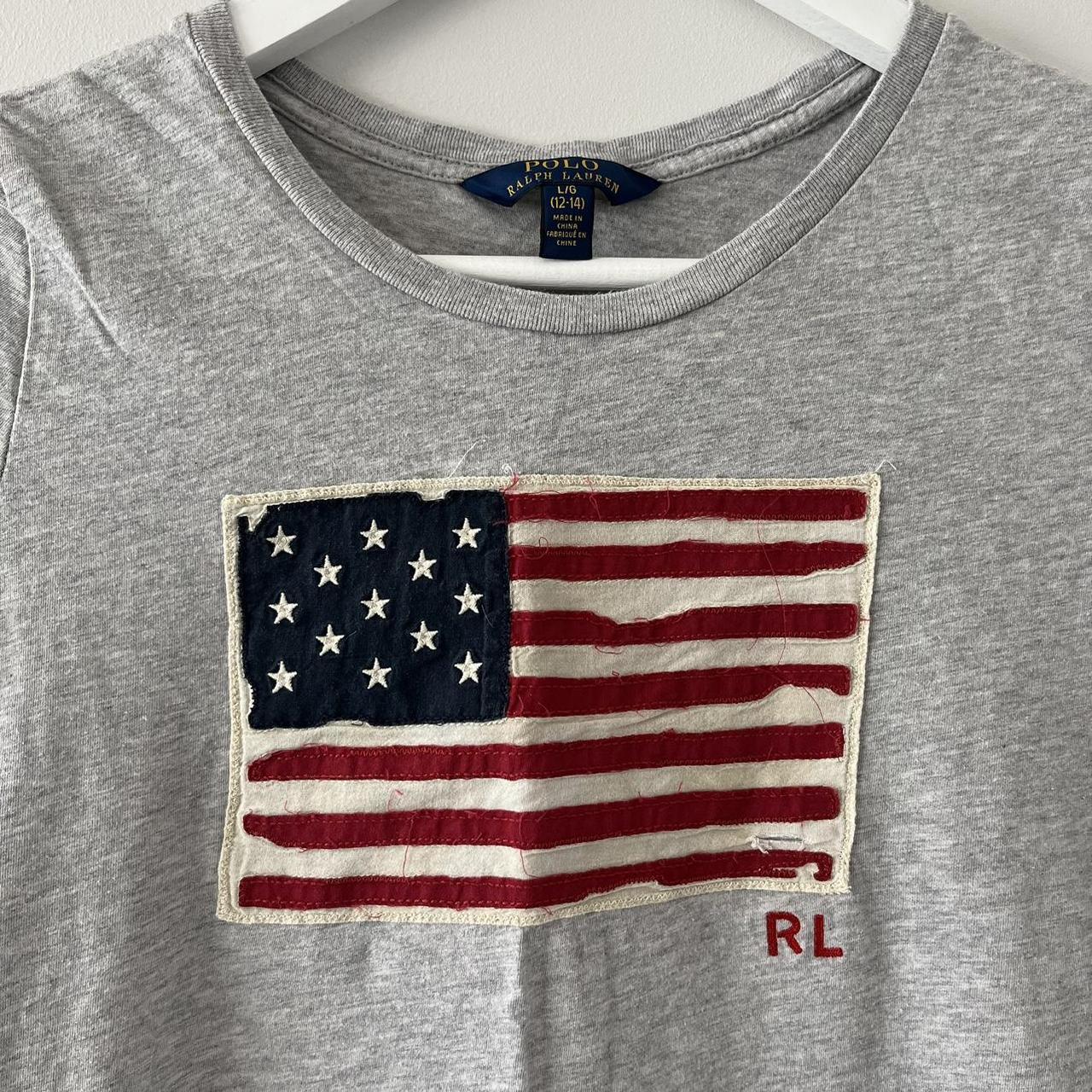 Polo Ralph Lauren Women's Grey and Red T-shirt | Depop