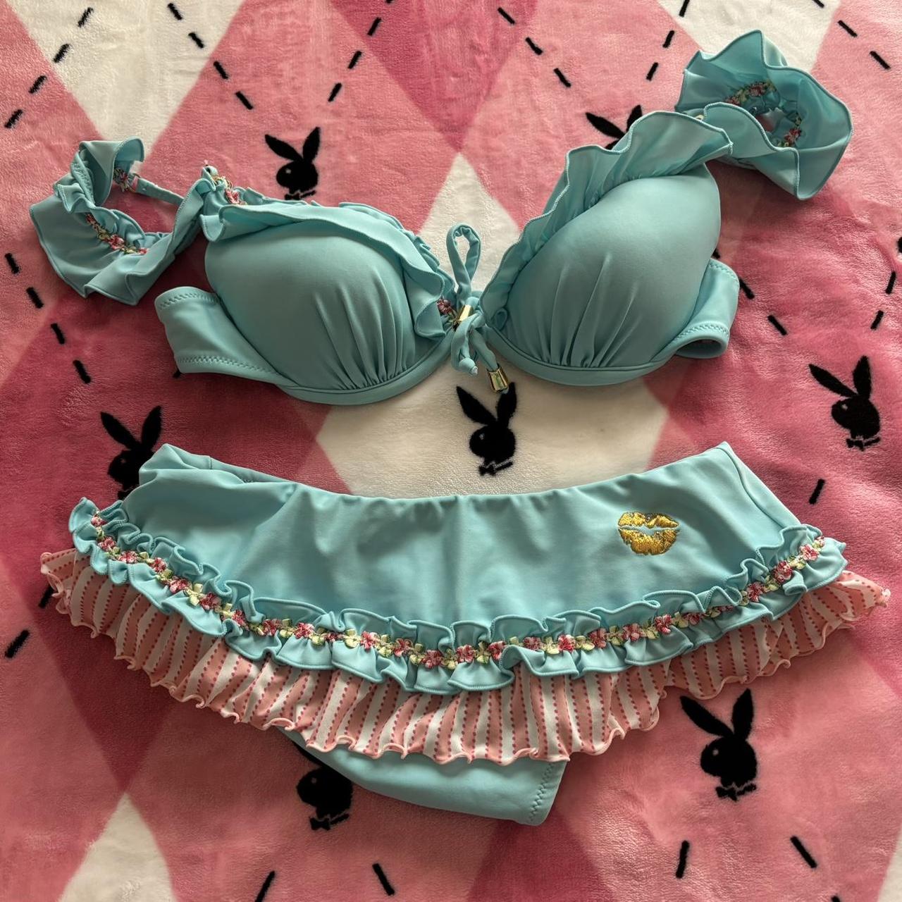 betsey johnson bikini set from japan beautiful blue... - Depop