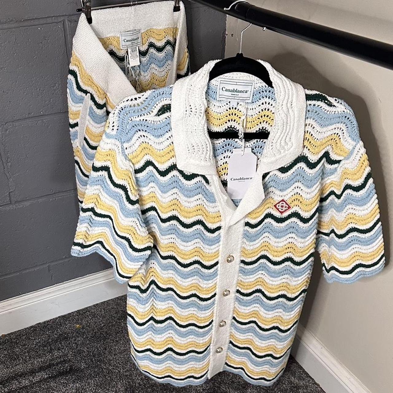 Casablanca Gradient Wave Crochet Knitted... - Depop