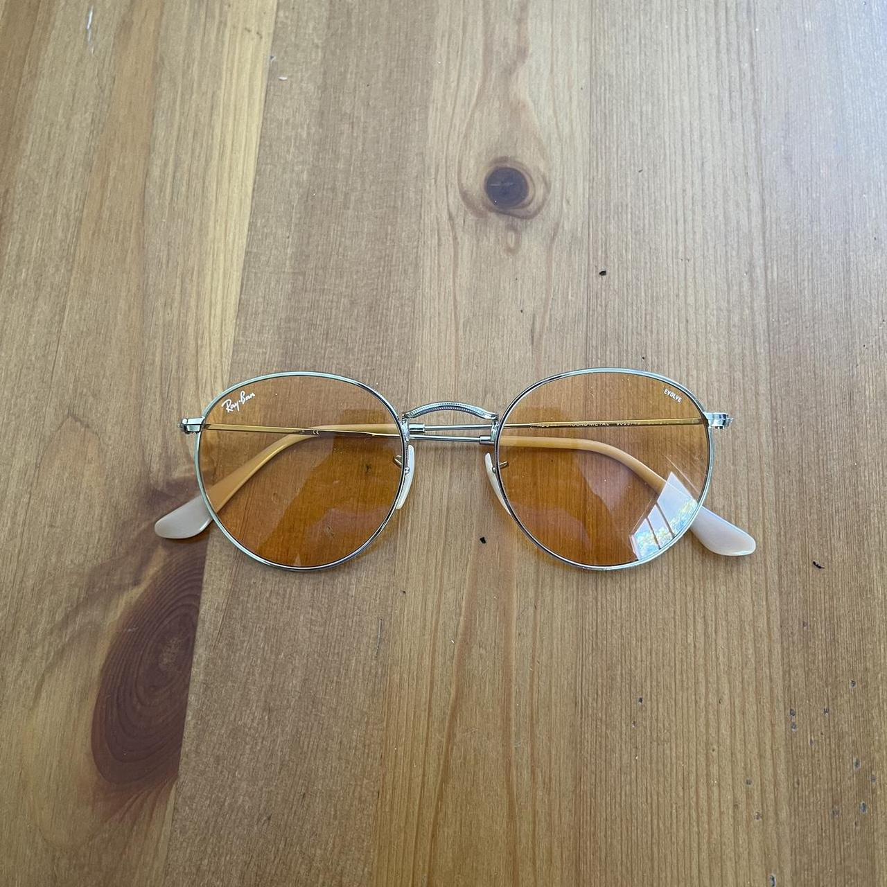 Round orange and silver ray bans. These are so fun!... - Depop