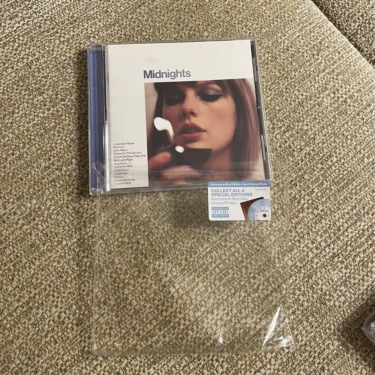 taylor swift signed midnights cd - moonstone blue... - Depop taylor swift signed midnights cd - moonstone blue... - Depop
