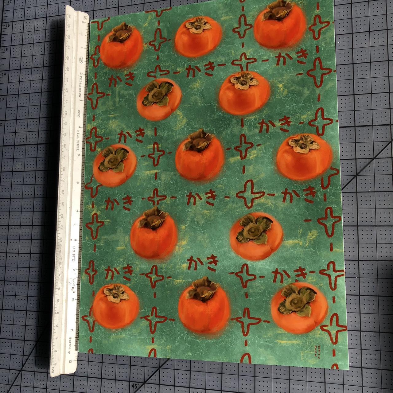 Foam board persimmon prints #かき #persimmon #fruits... - Depop