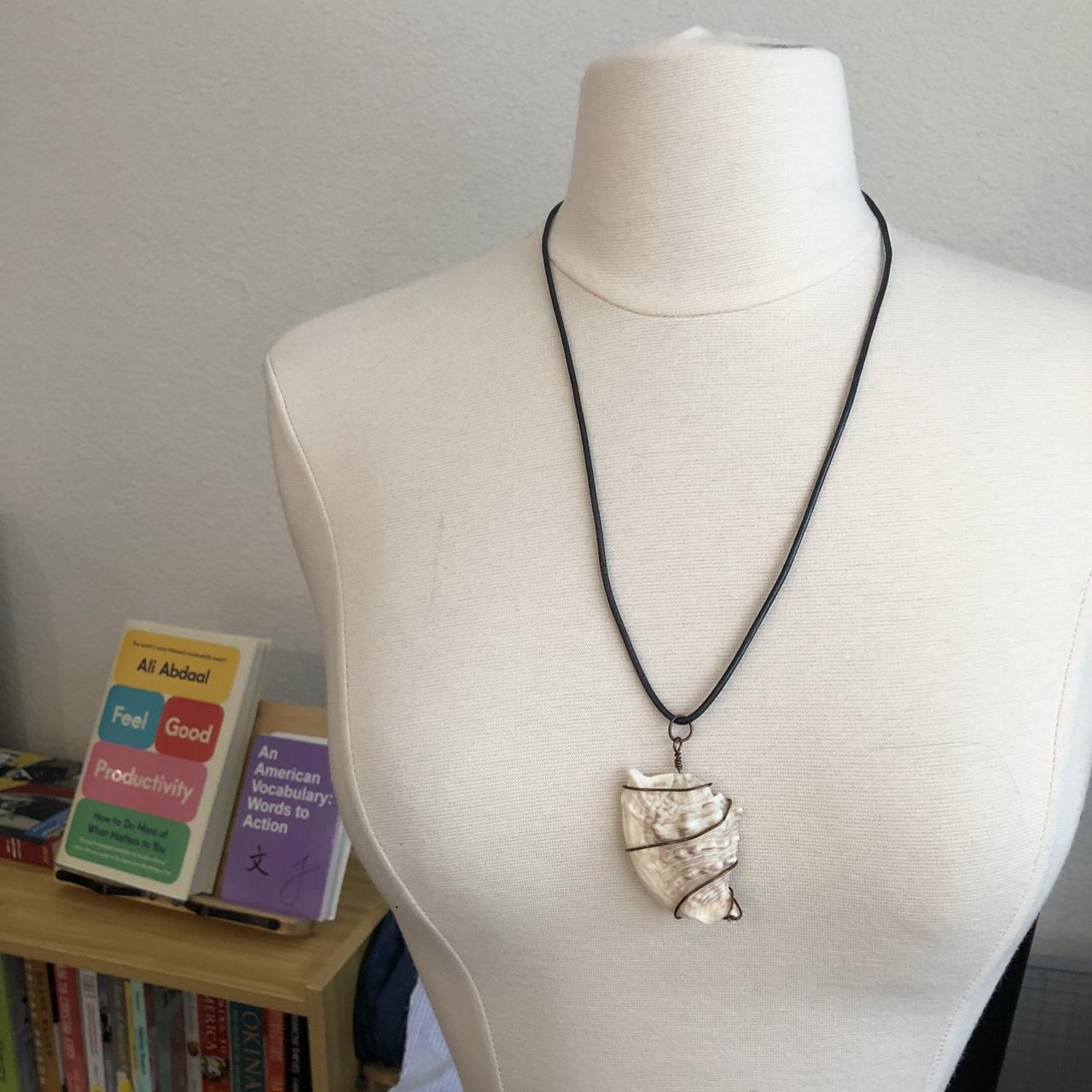 Wire wrap shell necklace made from real conch shell... - Depop