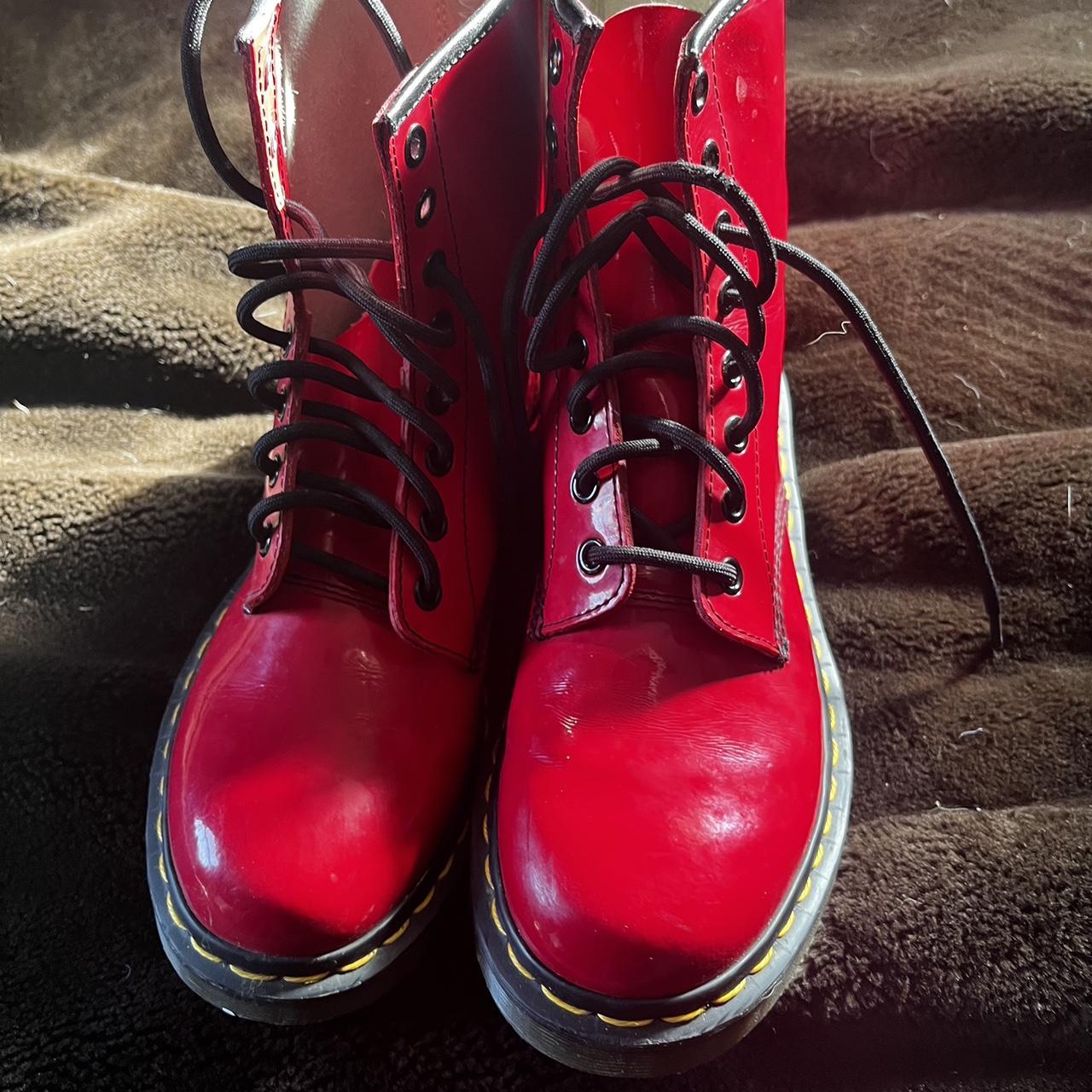 Barely worn. Cherry Red 1460 Dr. Marten’s size US 8,... - Depop