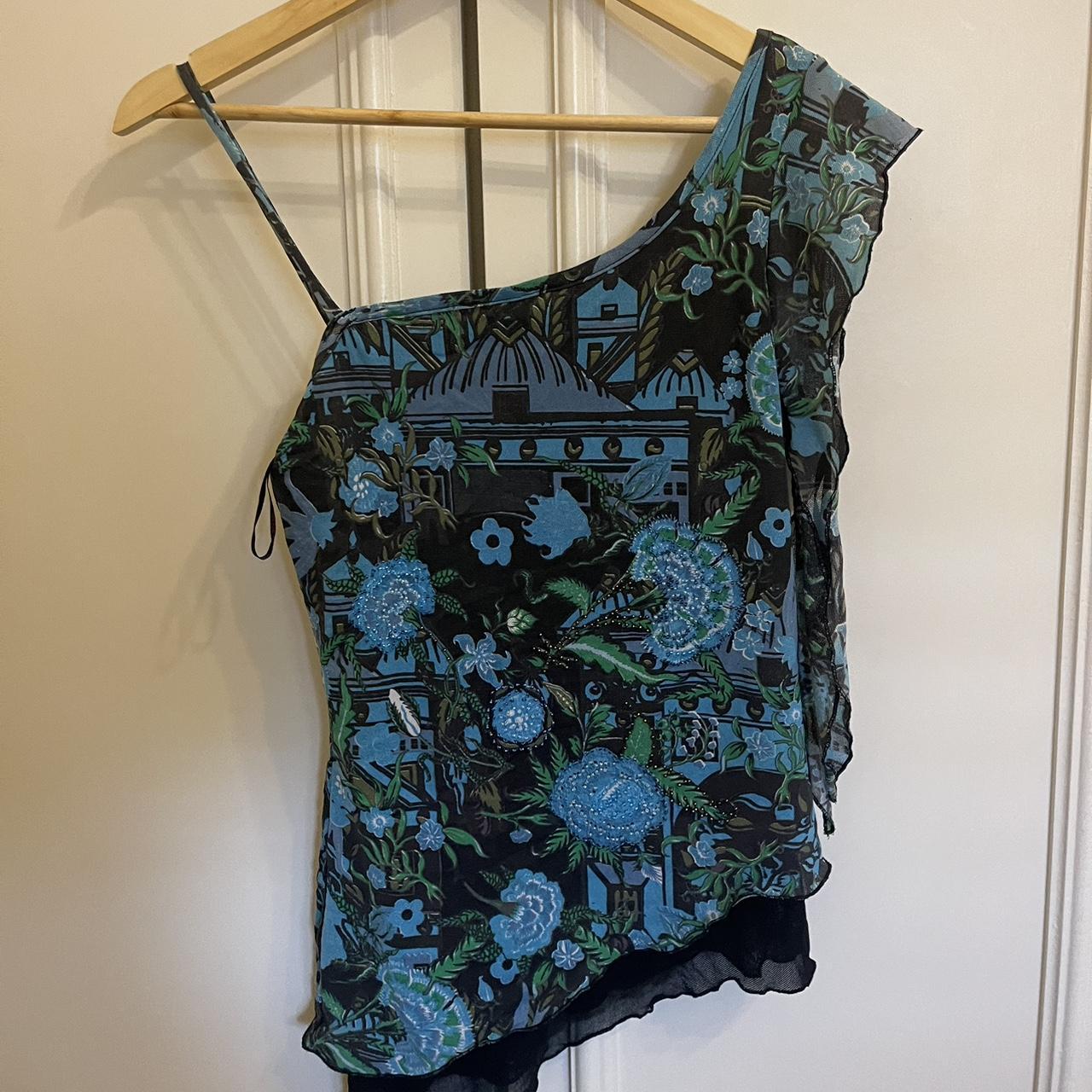 y2k beaded singlet with gorgeous frilling details.... - Depop