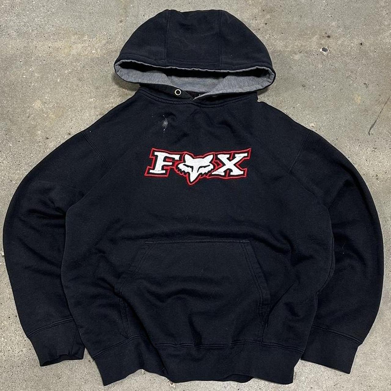 Vintage Y2K Fox Racing Pullover Hoodie size L... - Depop