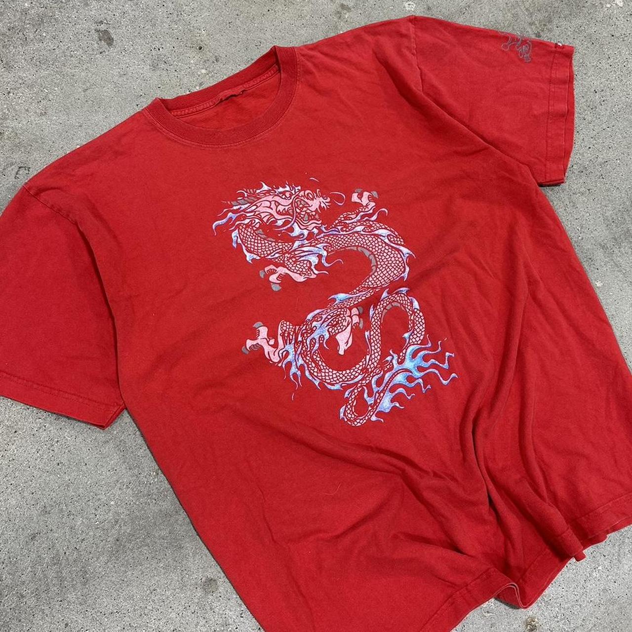 Vintage 90s JNCO Dragon Red Skater T-shirt Size XL... - Depop