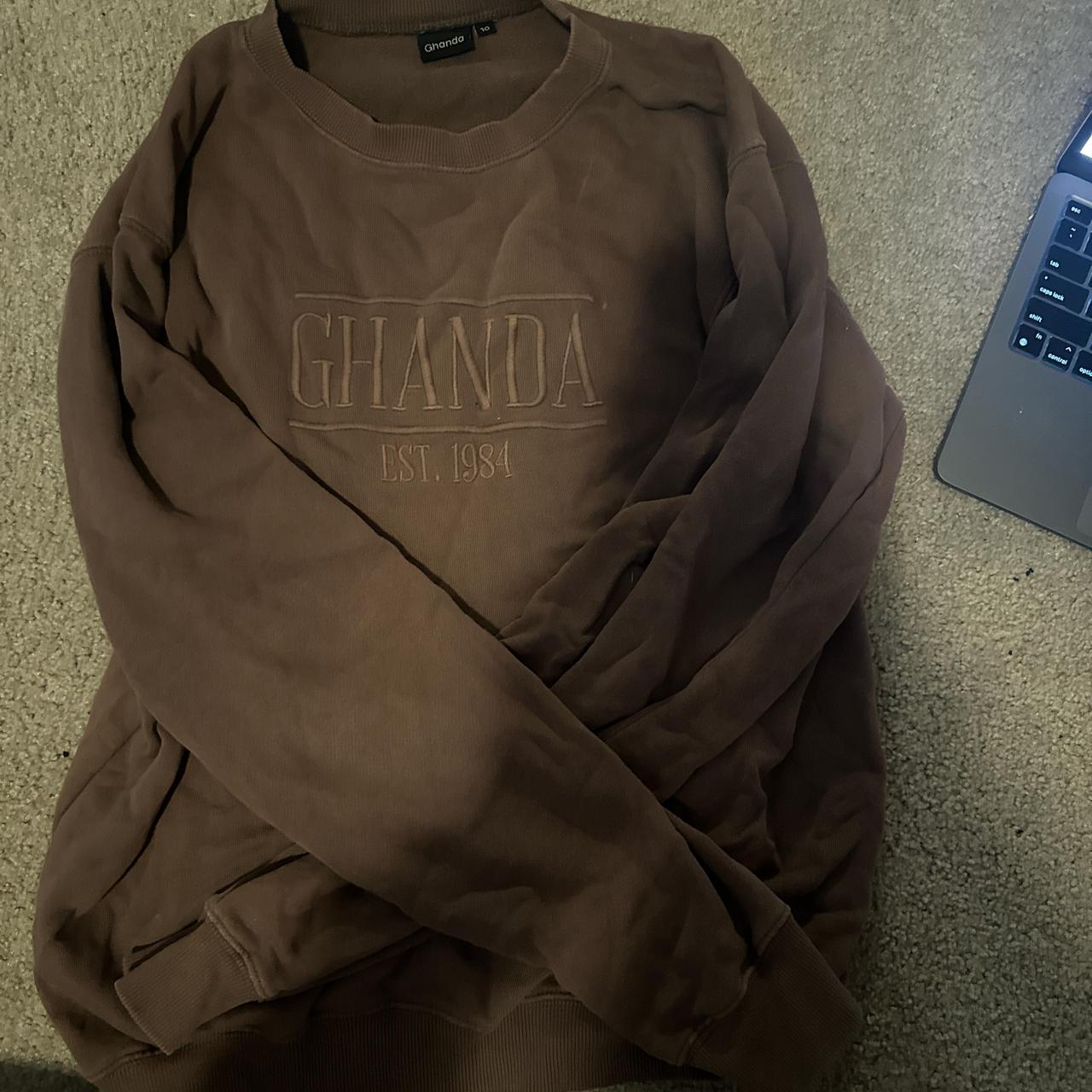 Brown ghanda crew neck. Size 10/medium - Depop
