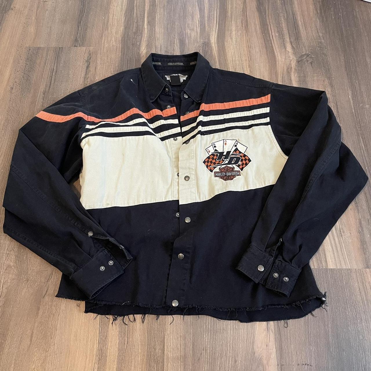 Harley Davidson snap buttons lightweight jacket... - Depop
