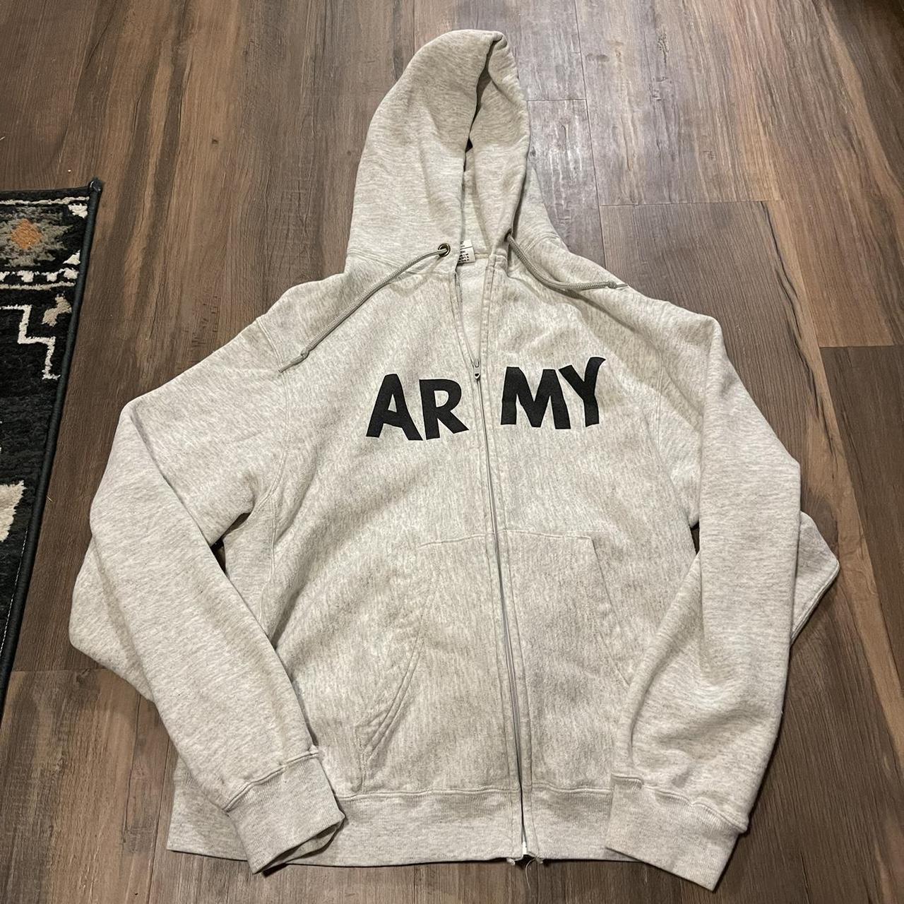 Army vintage 1980s zip up hoodie Talon zipper,... - Depop