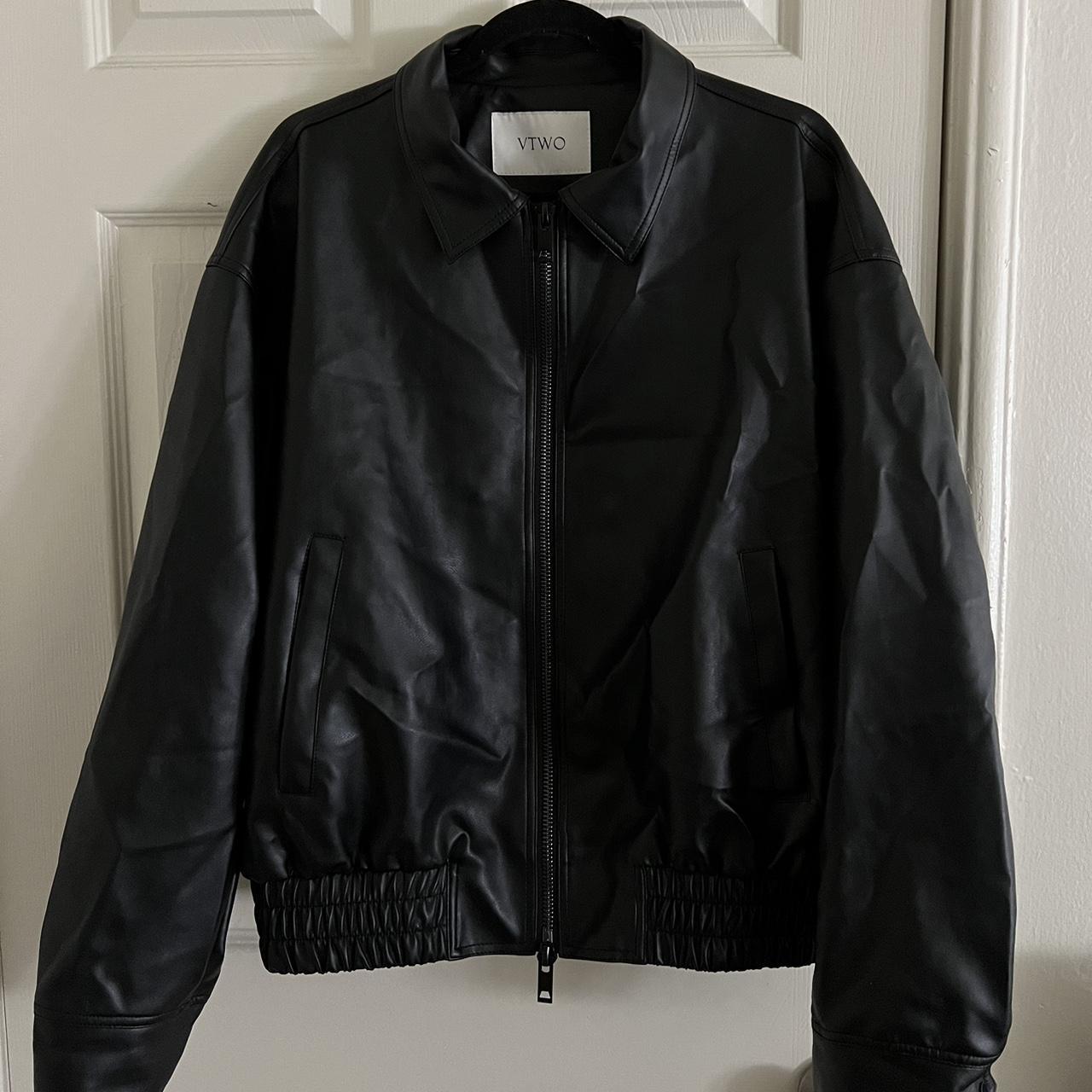 VTWO vegan leather bomber jacket. Never worn before... - Depop