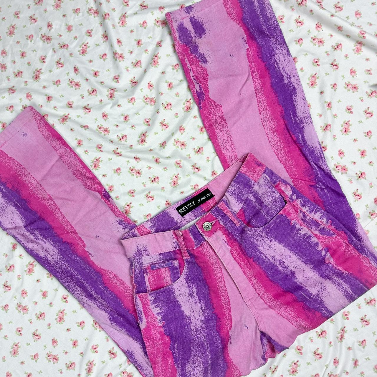 Pink and purple vintage 90s paint splatter... | Depop