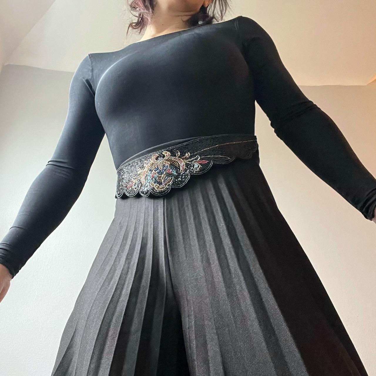 Vintage Beaded Black Rope Belt. Ties around waist.... - Depop