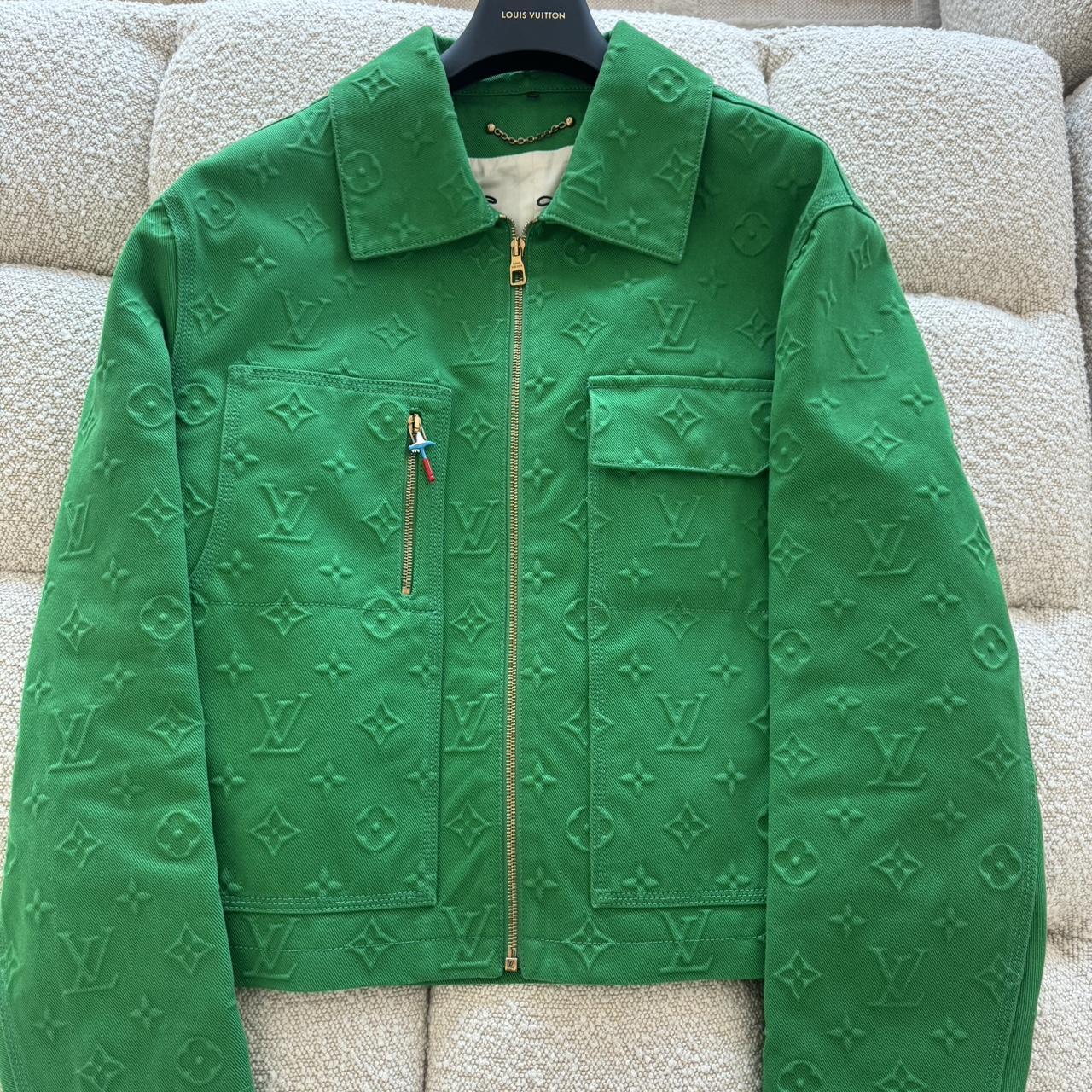 Louis Vuitton green denim jacket Practically new... - Depop