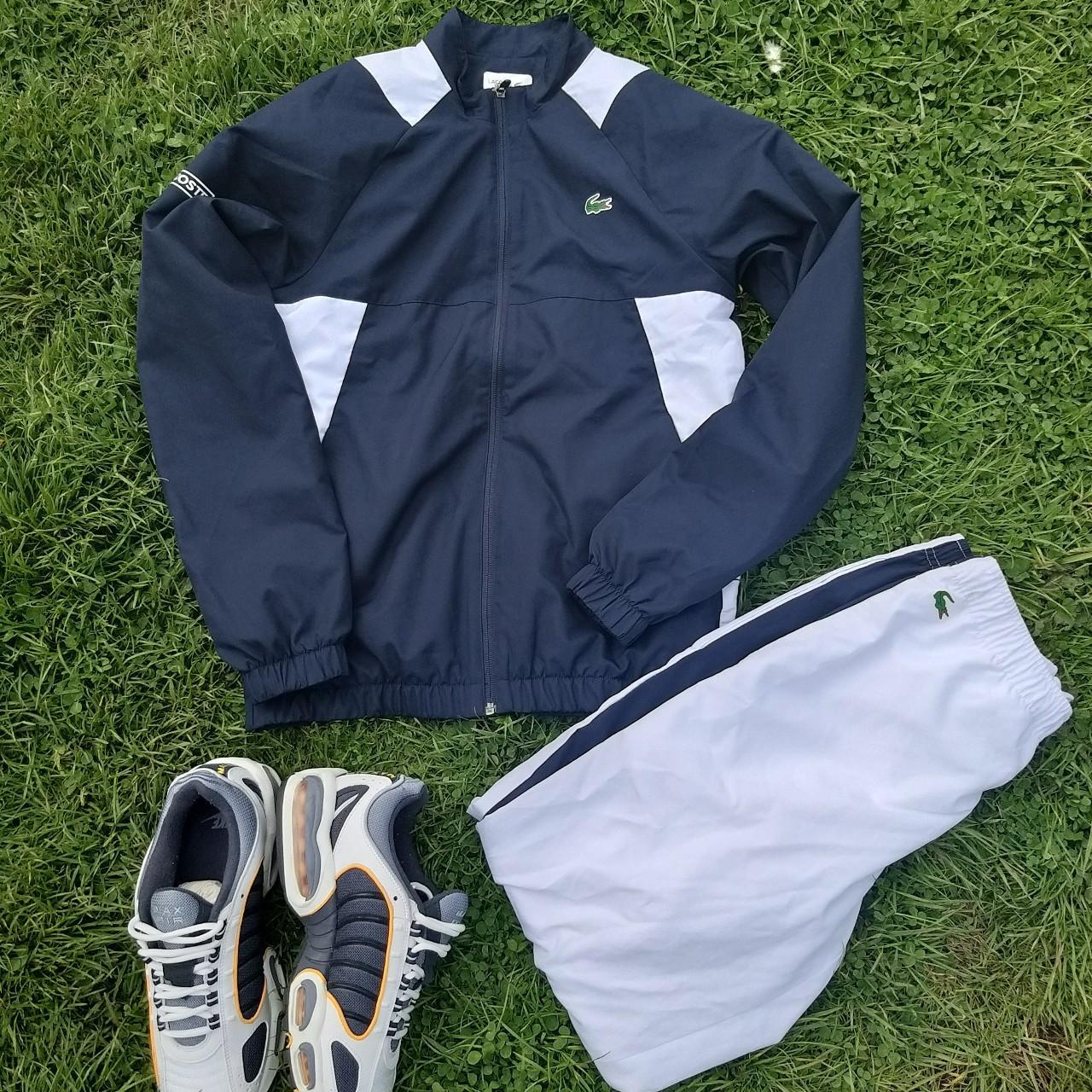 Lacoste designer tracksuit in white/navy Brand new... - Depop