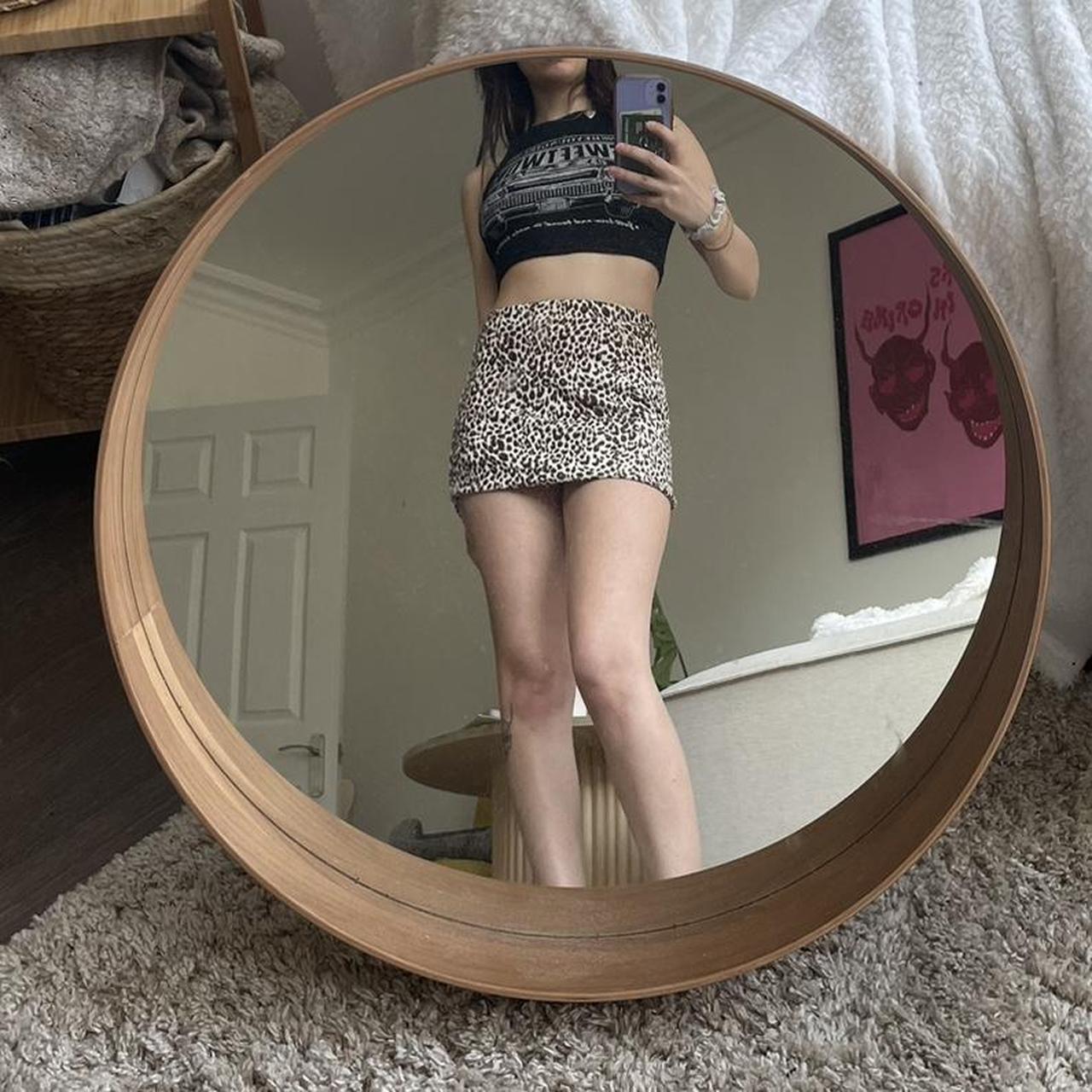 Leopard print mini skirt with a slit from Shein in a... - Depop