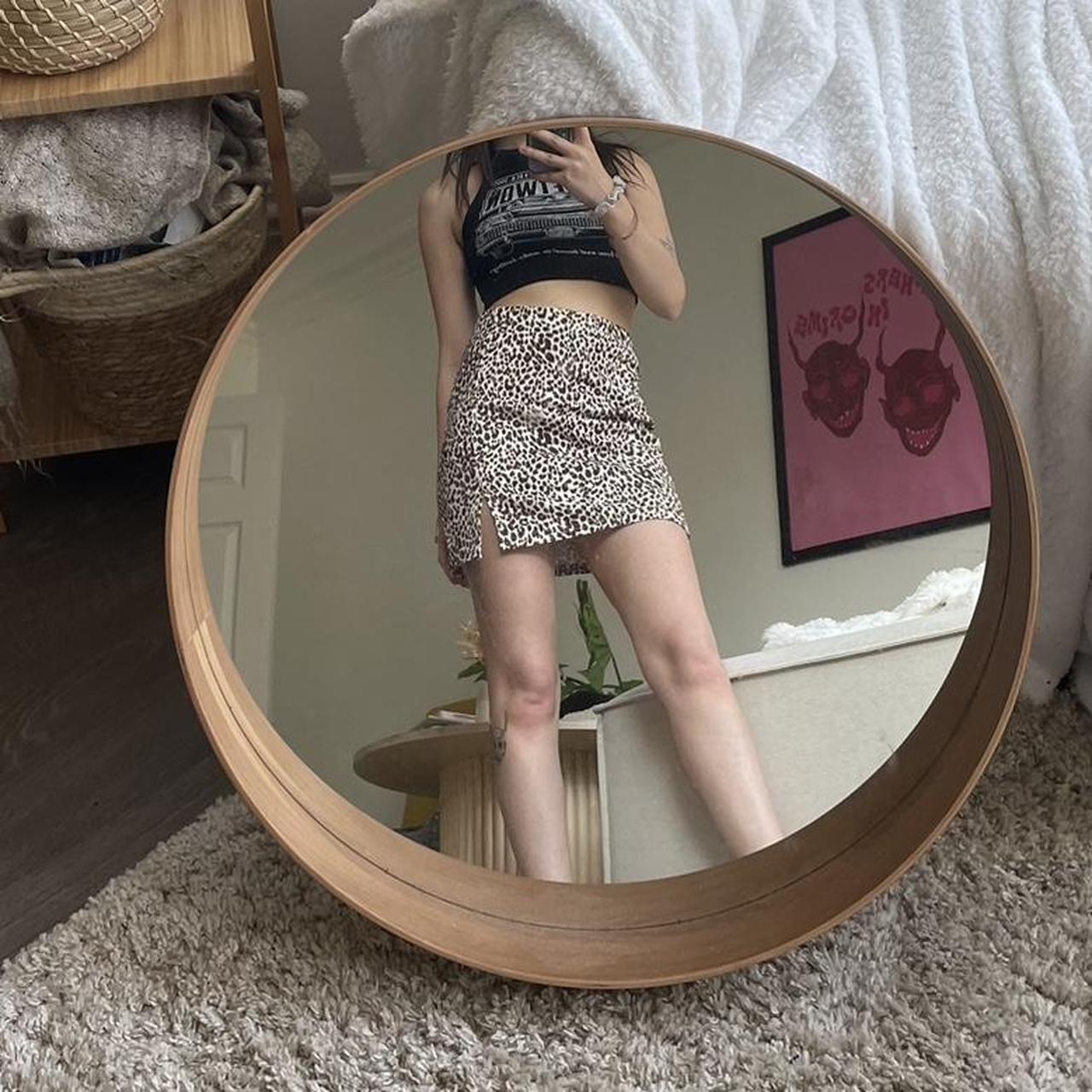 Leopard print mini skirt with a slit from Shein in a... - Depop