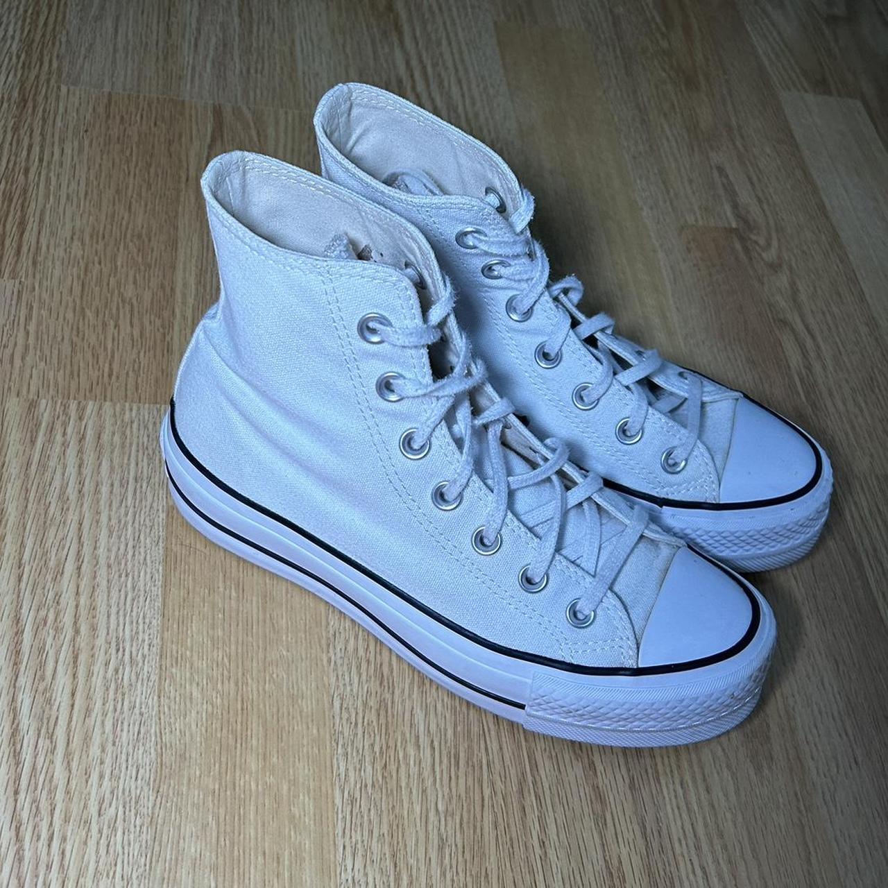 White platform converse Excellent condition Size 4 - Depop