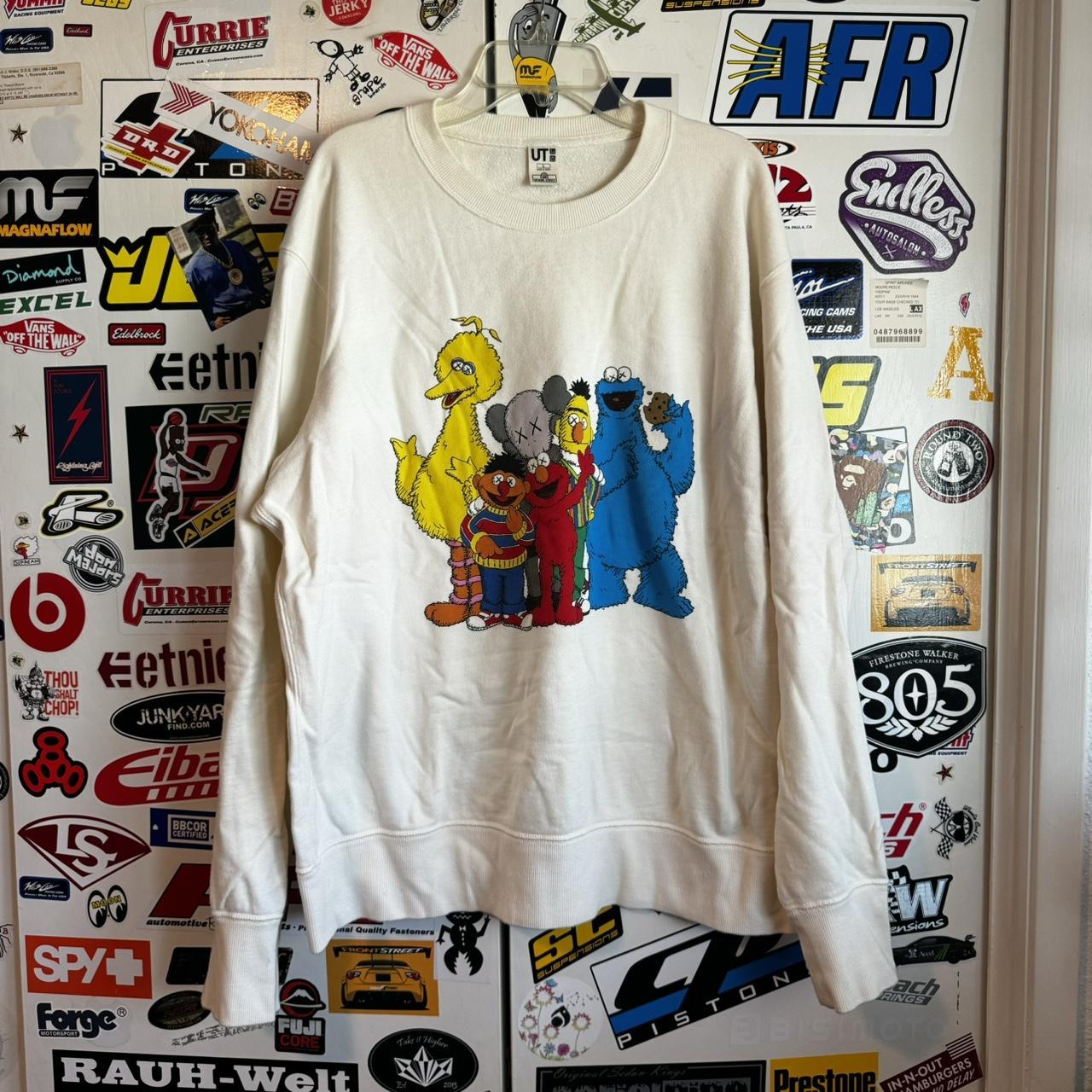 KAWS X Sesame Street X Uniqlo long sleeve sweater... - Depop