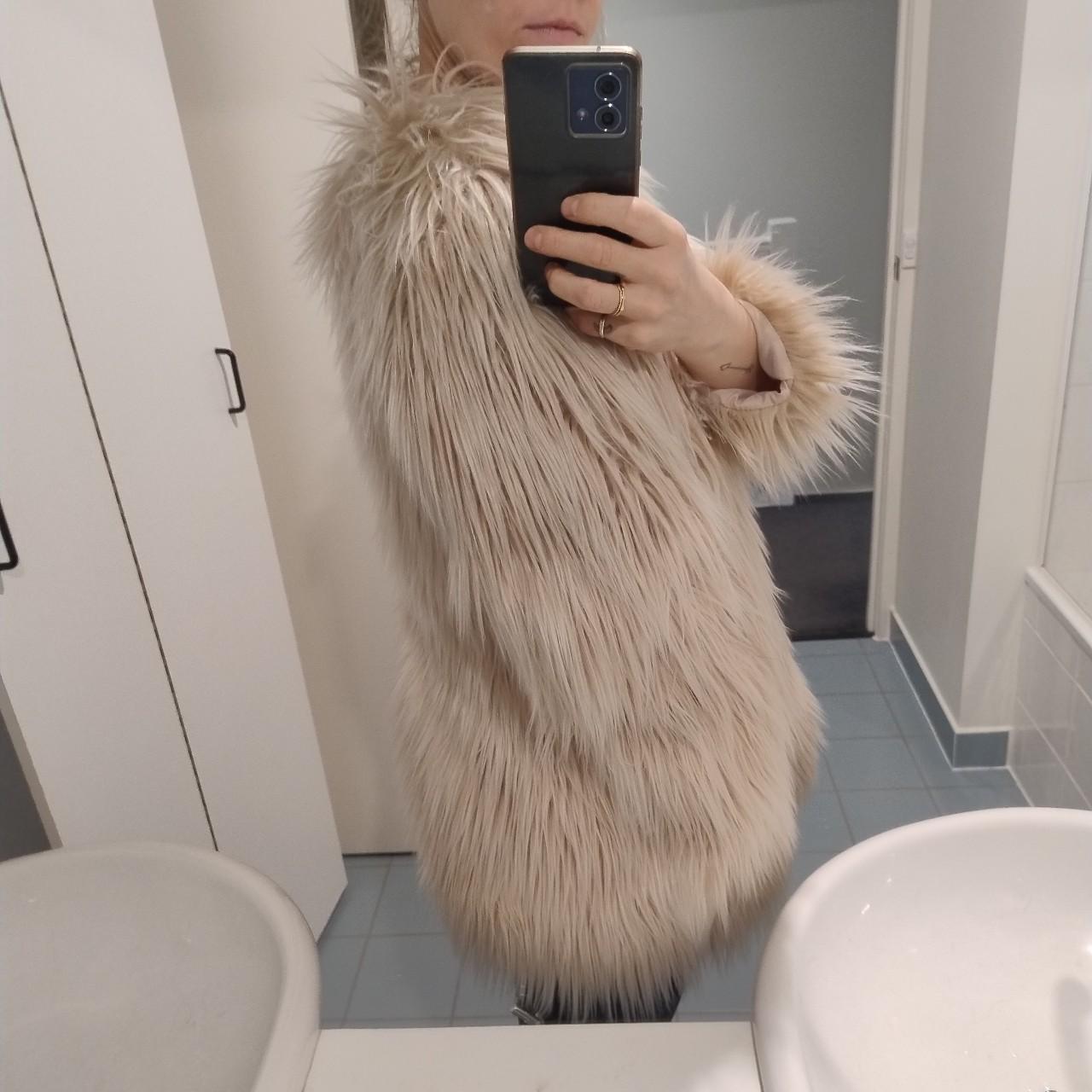 Women's Shaggy Jacket Faux Faur Cream Size M/L Love... - Depop