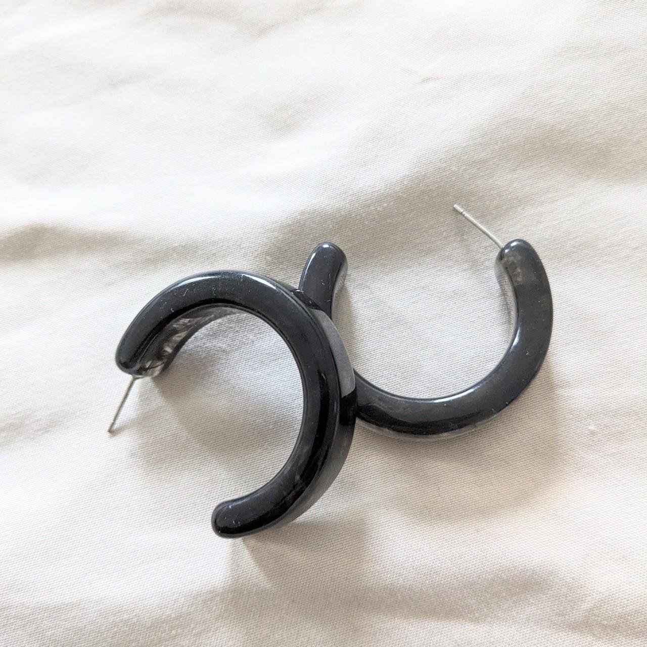 Black half loop earrings.pleaee see pics, one of the... - Depop