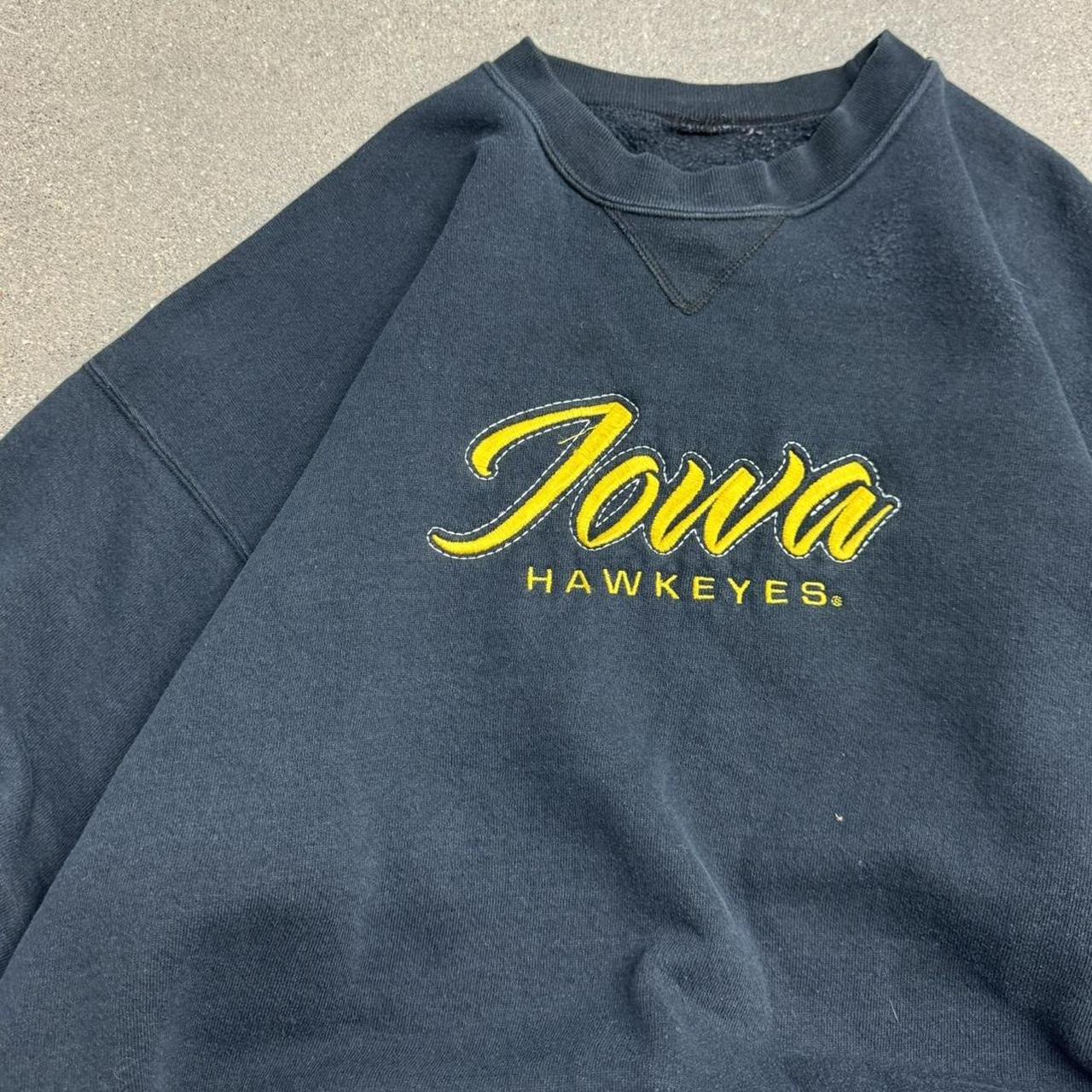 Vintage Iowa Hawkeyes Script Embroidered Crewneck... - Depop