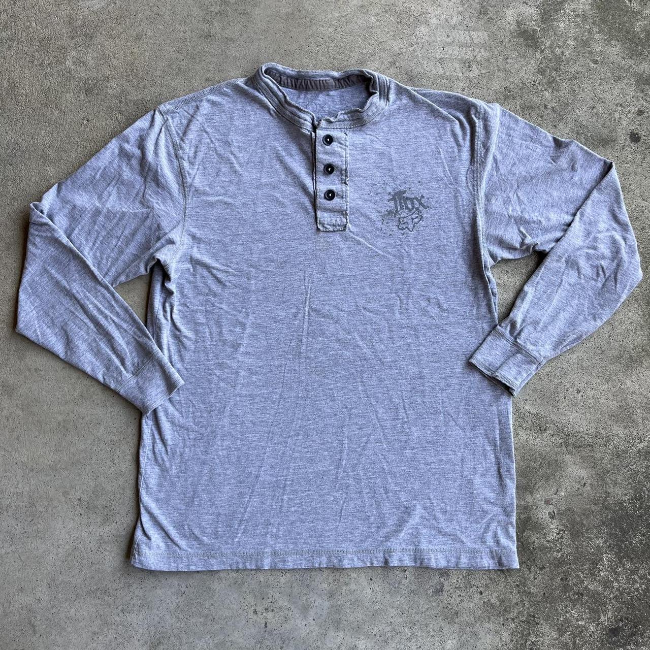 Men’s Fox Racing Gray Quarter Button Henley Long... - Depop