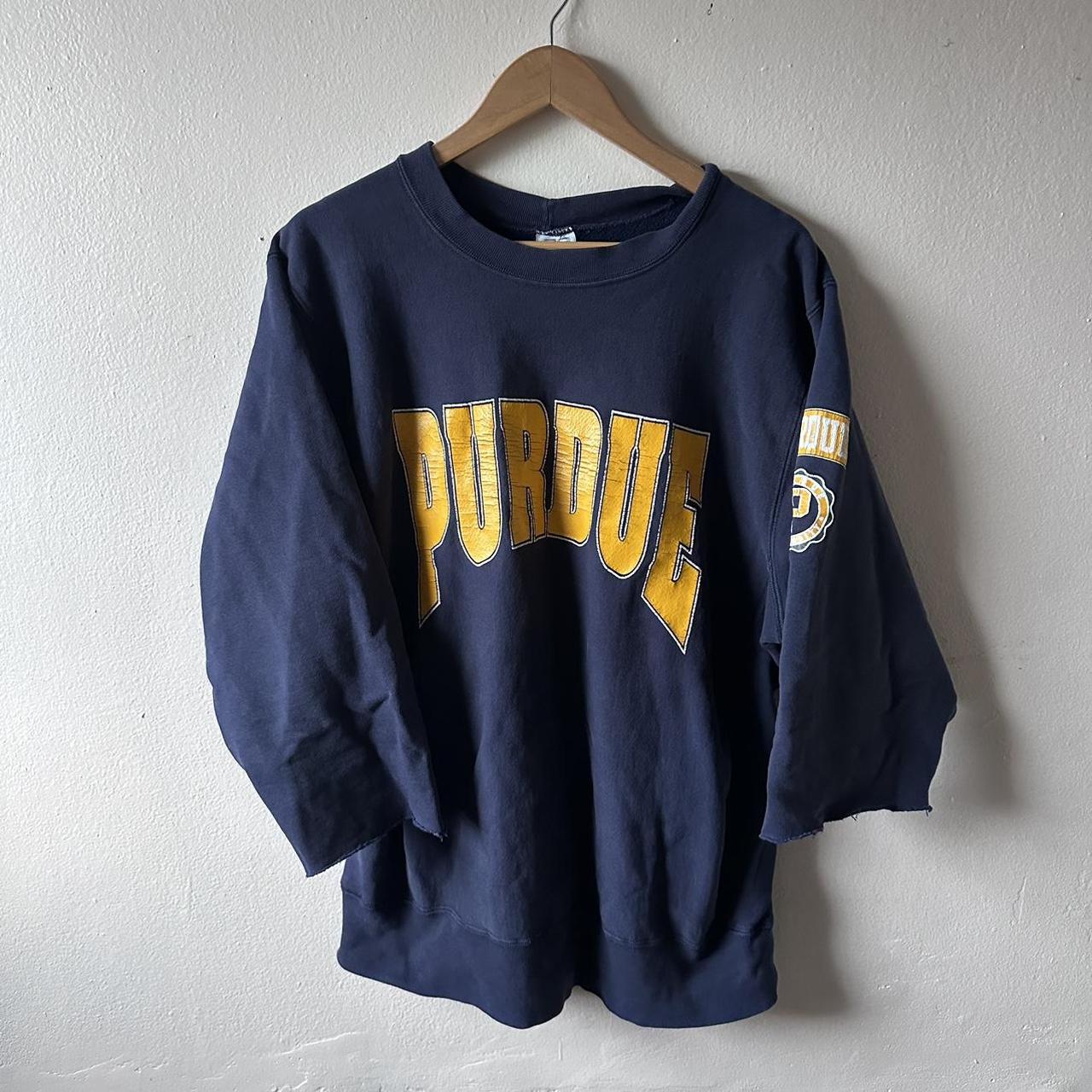 Vintage Purdue University Sweatshirt Chopped Sleeves... - Depop
