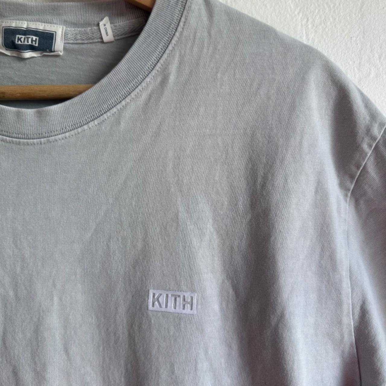 Kith Small Box Logo Tshirt Light Blue Grayish Mens... - Depop
