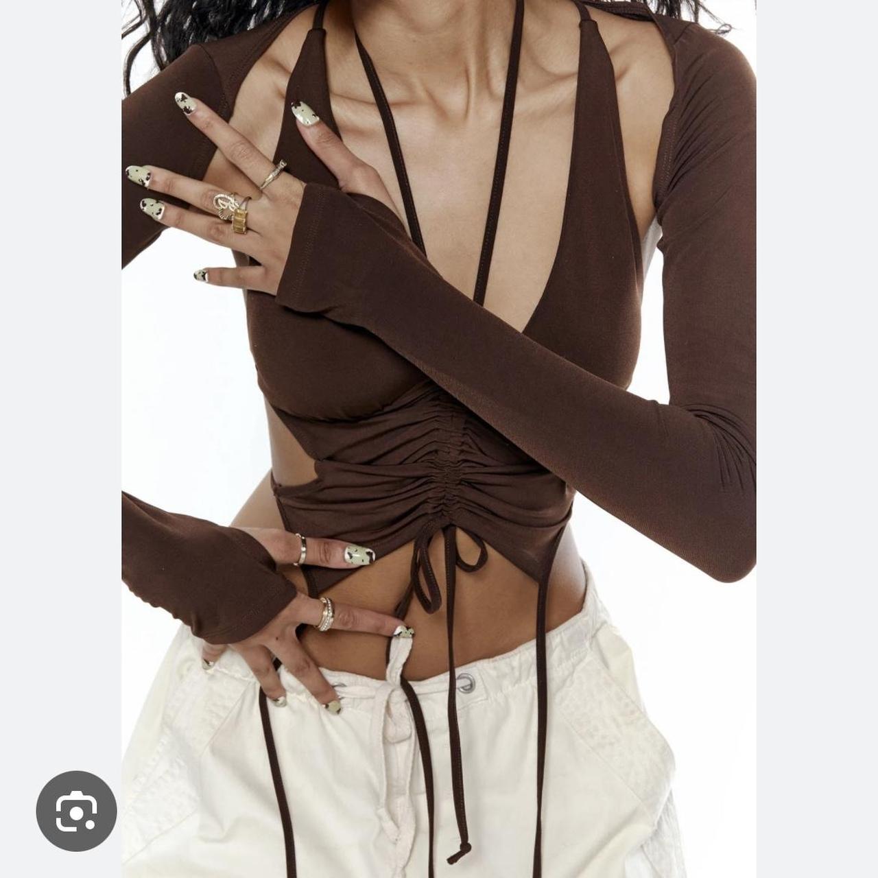 Jaded London Brown willow butterfly top without... - Depop