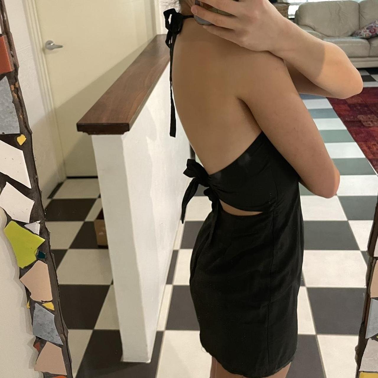 Khaki green halter mini dress Ties at back and neck... | Depop